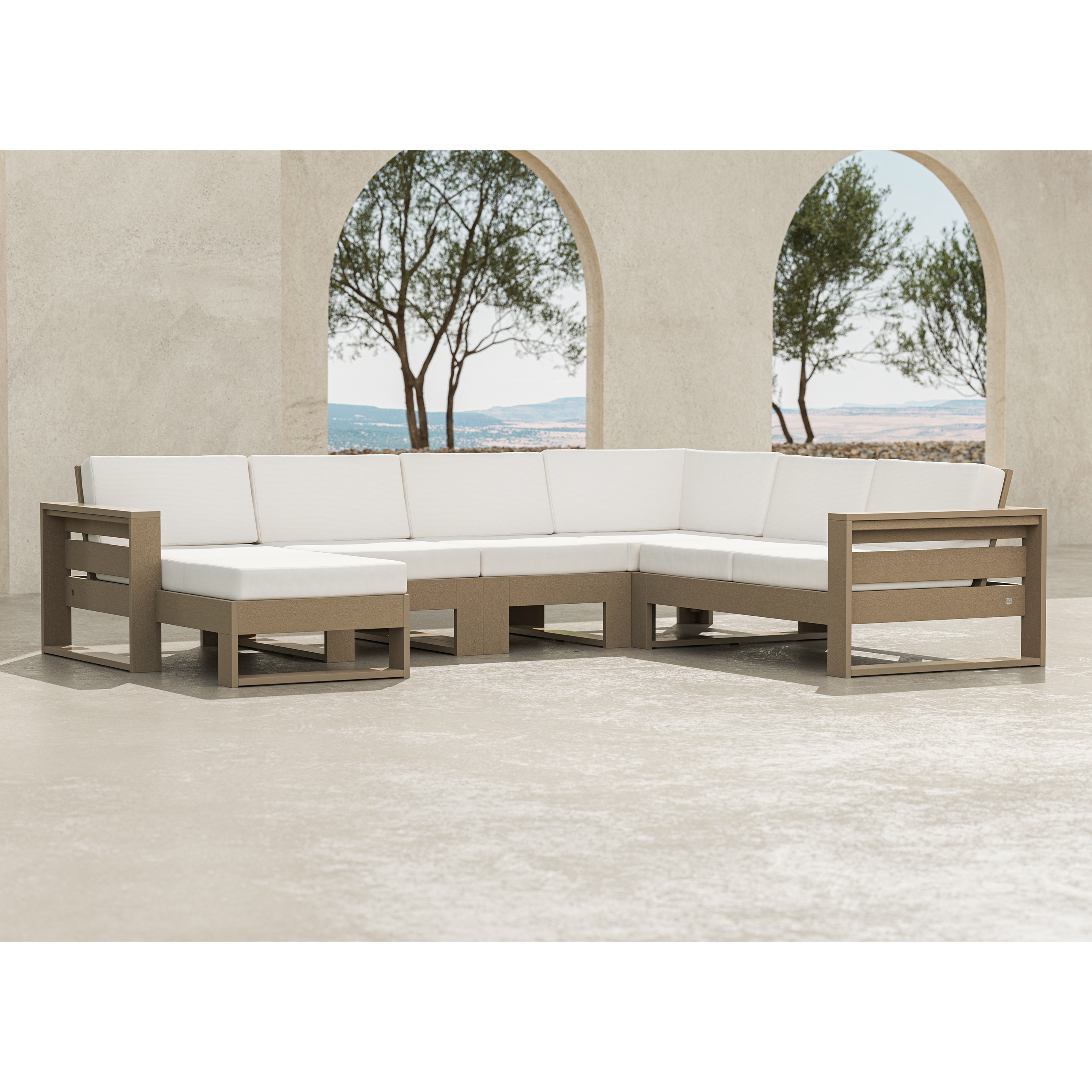 Polywood Latitude 5-Piece Corner Outdoor Sectional Sofa w/ Right Chaise ...