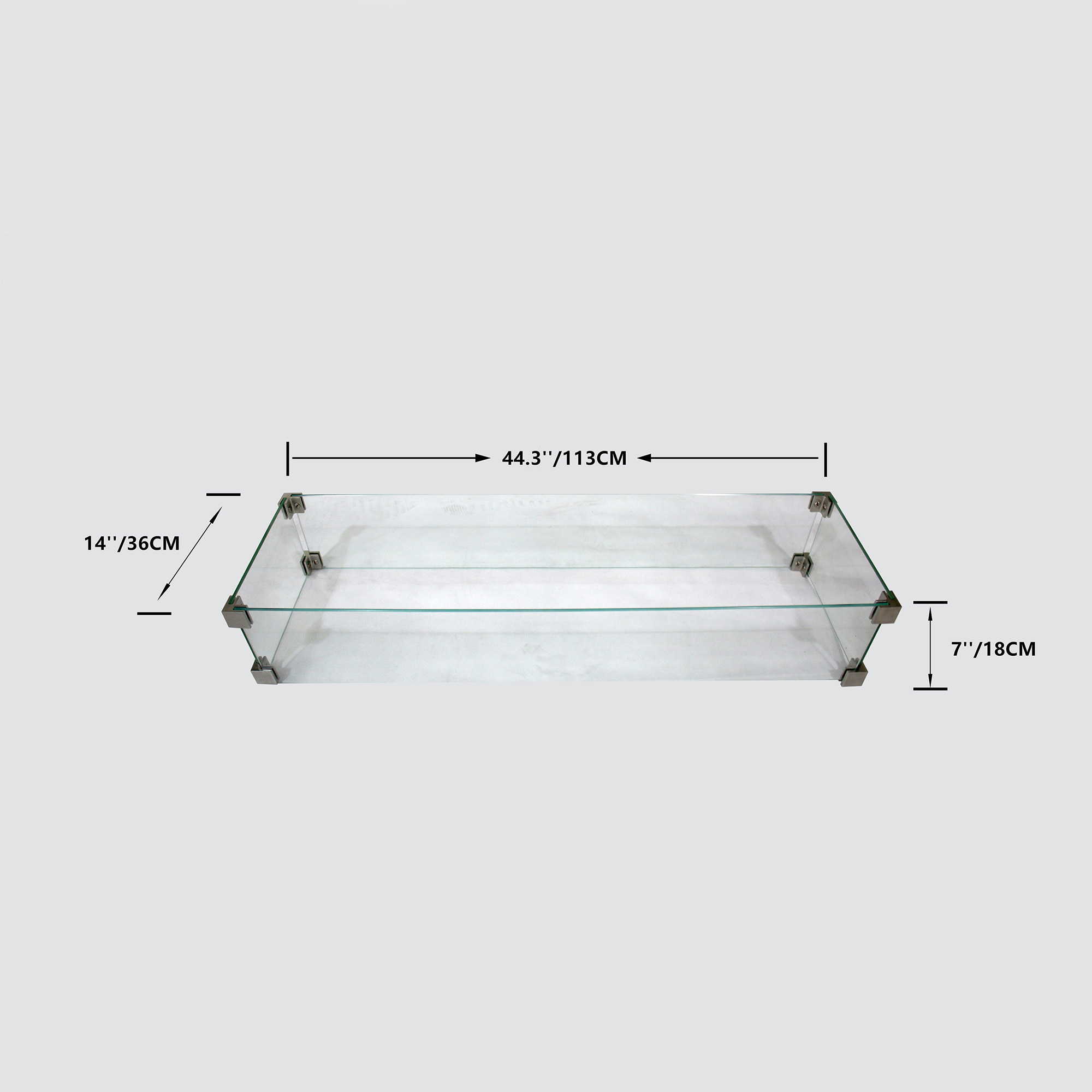 Elementi 44.3" Rectangular Fire Pit Wind Screen | AuthenTEAK