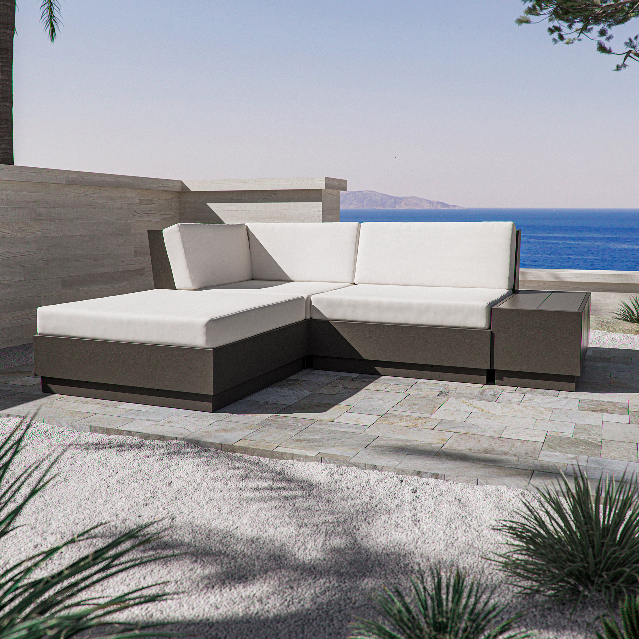 Polywood Elevate 4-Piece Loveseat Outdoor Sectional Set with Chaise ...