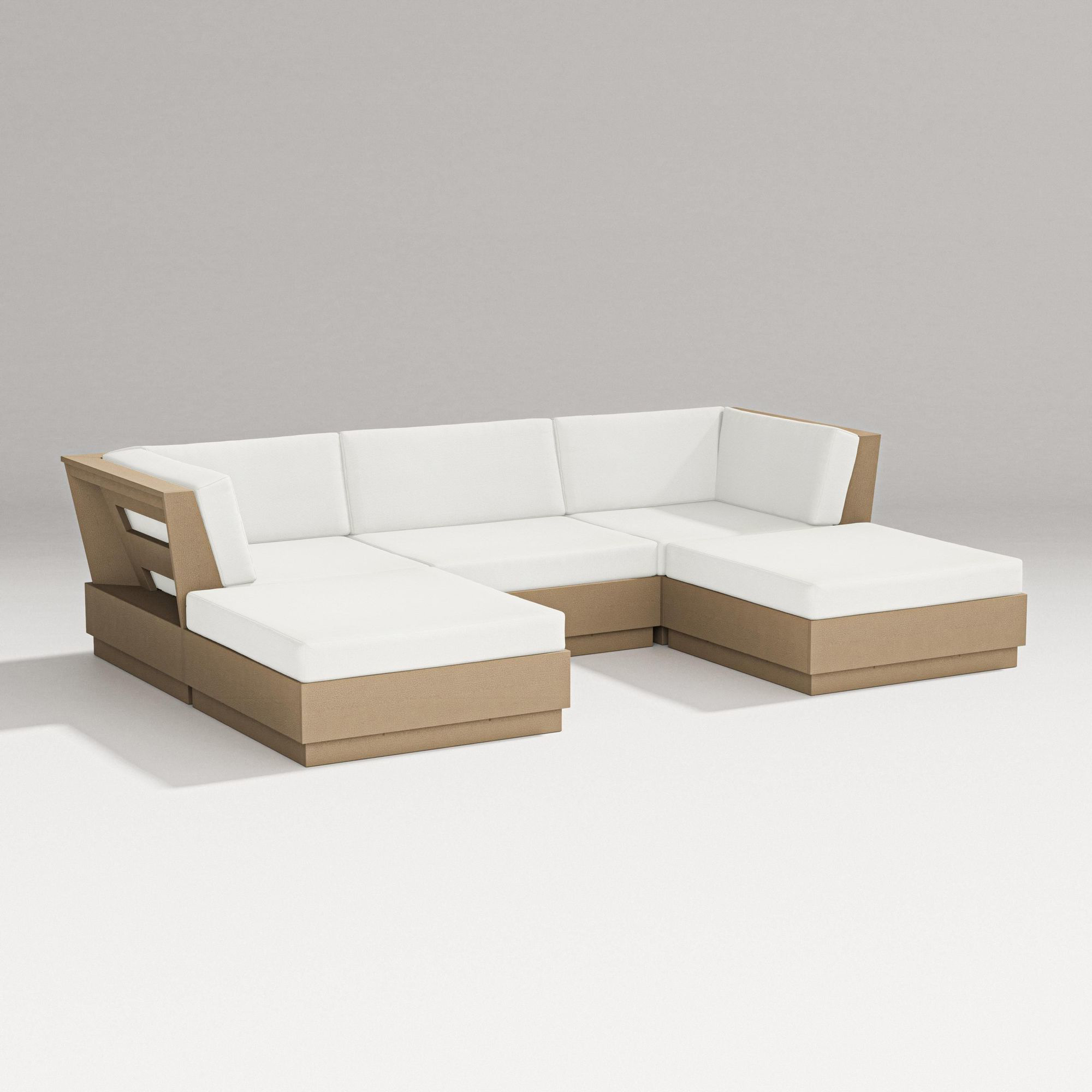 Polywood Elevate 5-Piece Double Chaise Outdoor Sectional Sofa | AuthenTEAK