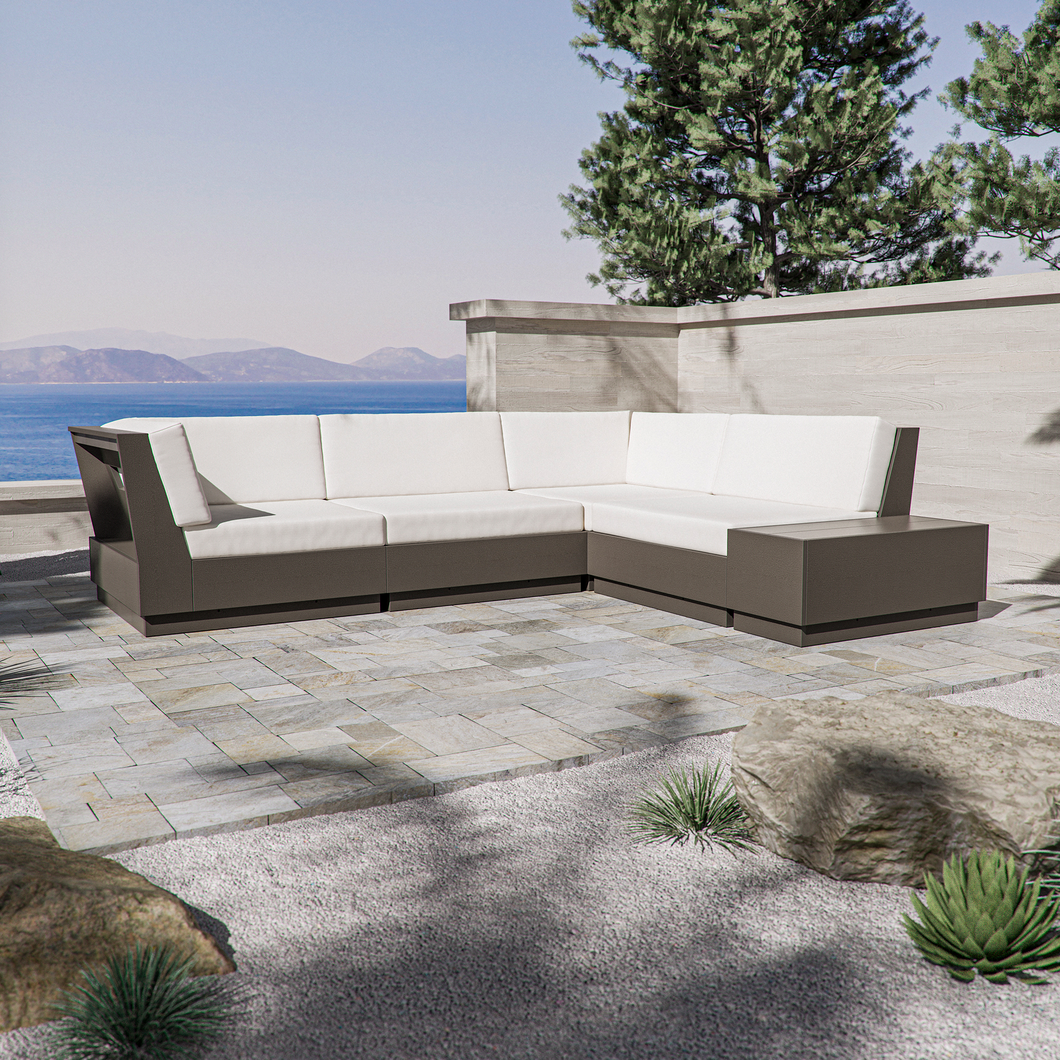 Polywood Elevate 5-Piece L-Shaped Corner Outdoor Sectional Set | AuthenTEAK