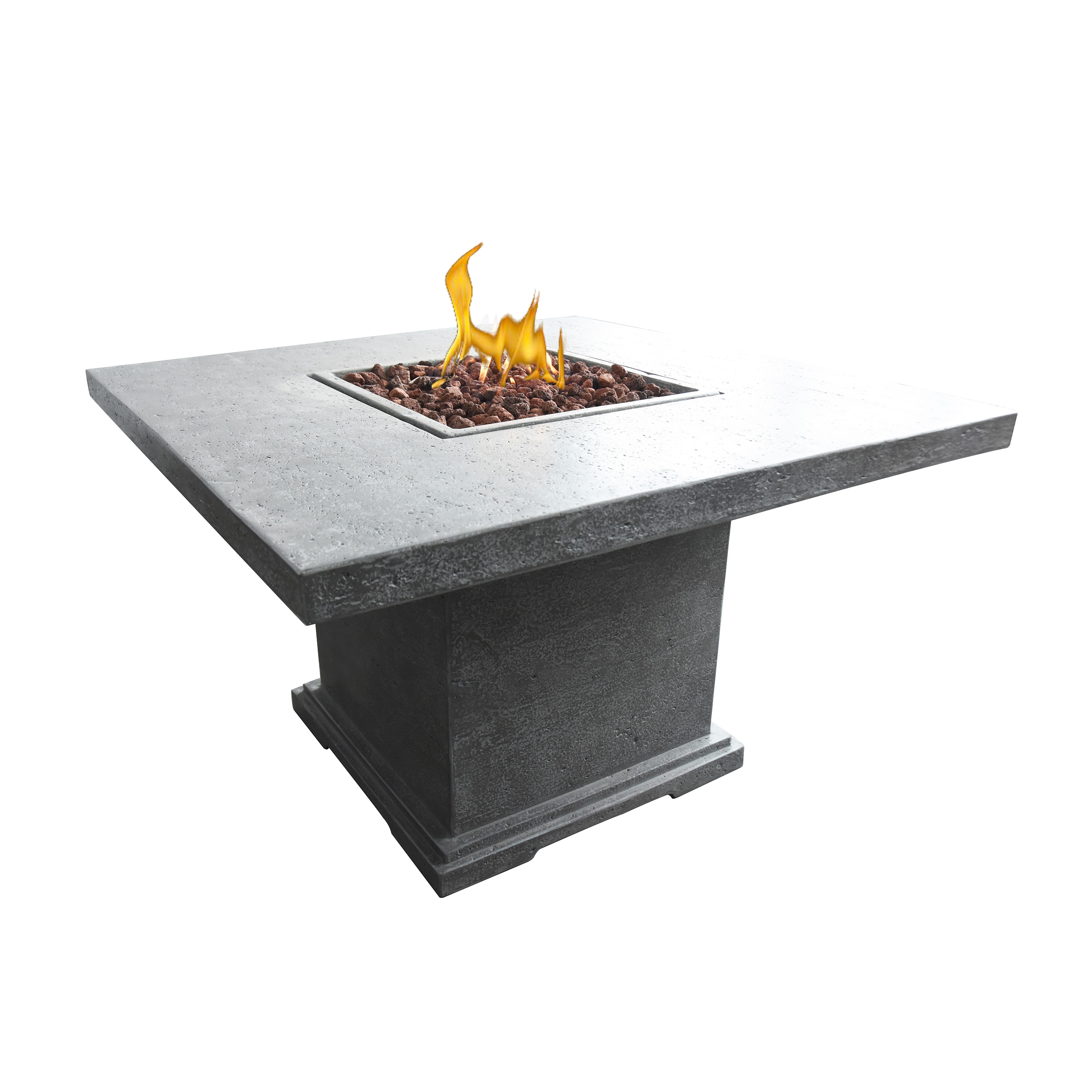 Elementi Birmingham 48" Square Concrete Gas Fire Table w/ Hidden Tank ...