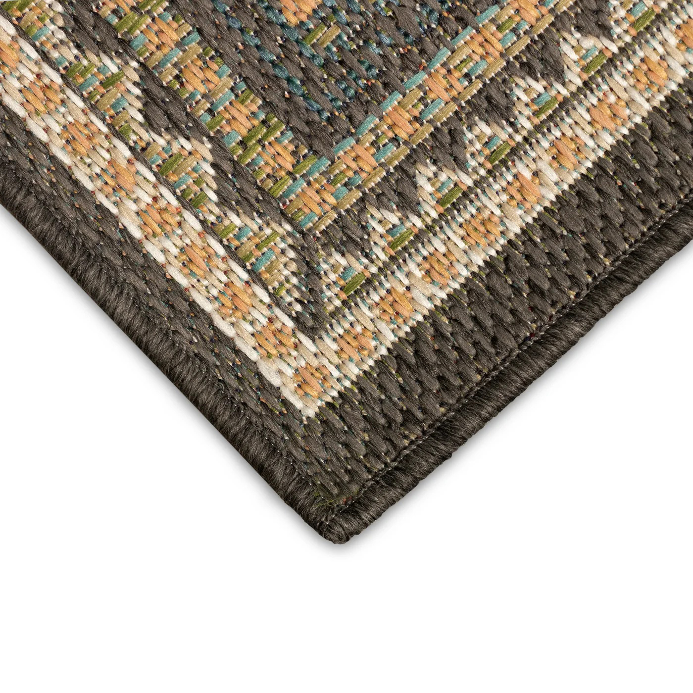 Trans-Ocean Patio Journey Charcoal Indoor/Outdoor Rug | AuthenTEAK