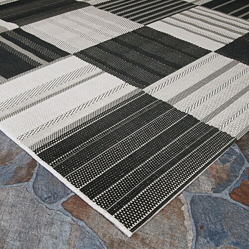 Couristan Afuera Patchwork Onyx Ivory Indoor/Outdoor Rug | AuthenTEAK