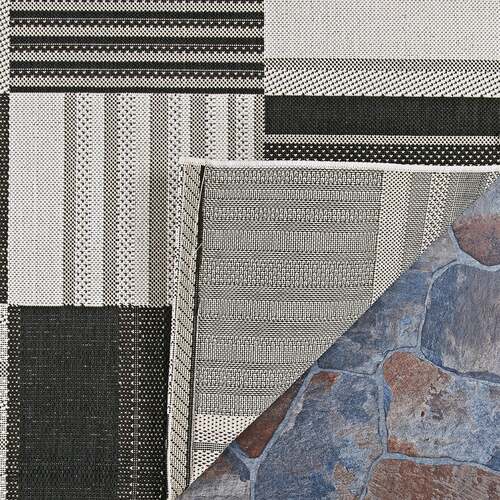 Couristan Afuera Patchwork Onyx Ivory Indoor/Outdoor Rug | AuthenTEAK