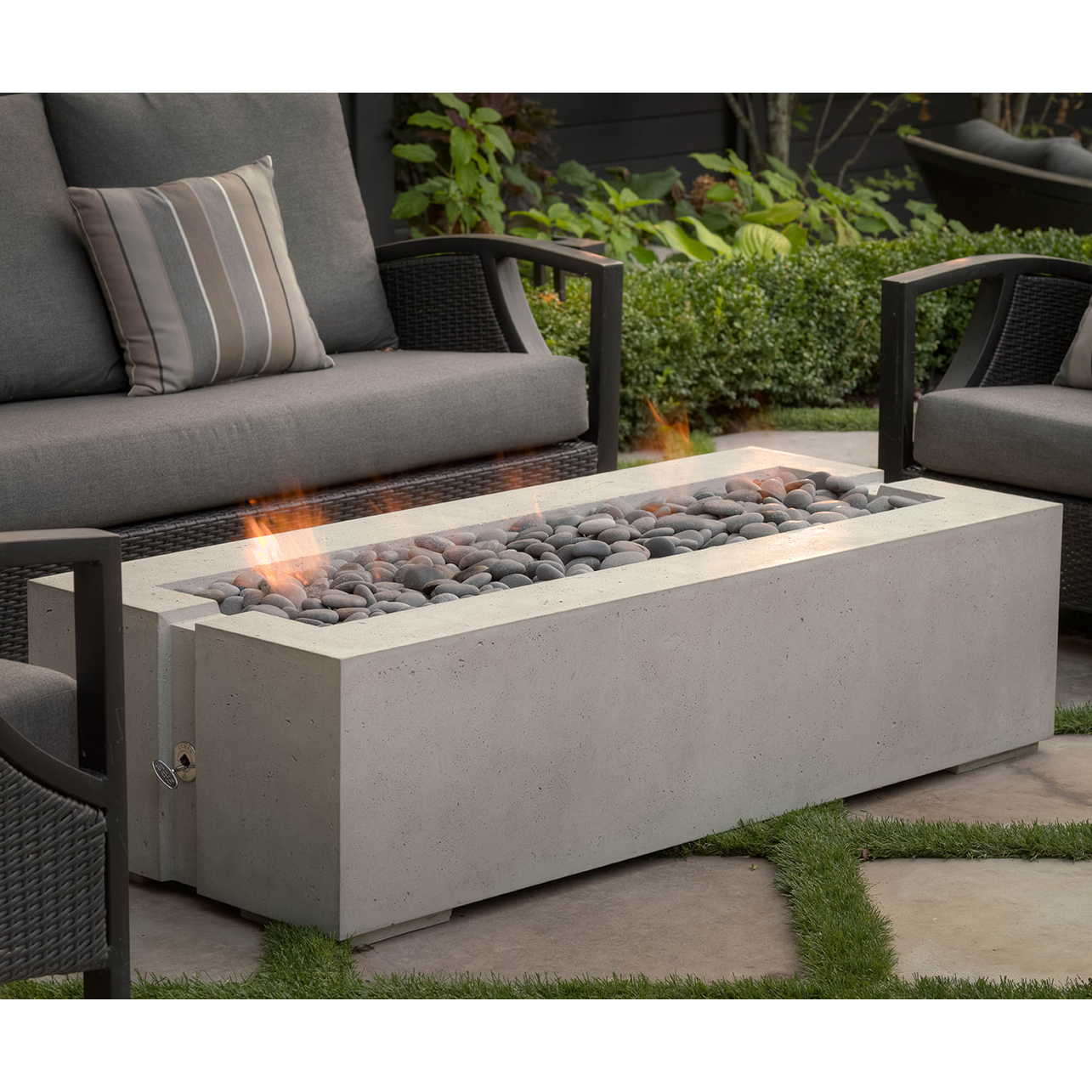 DEKKO Fire Pits Avera 48" Rectangular Concrete Gas Fire Pit | AuthenTEAK