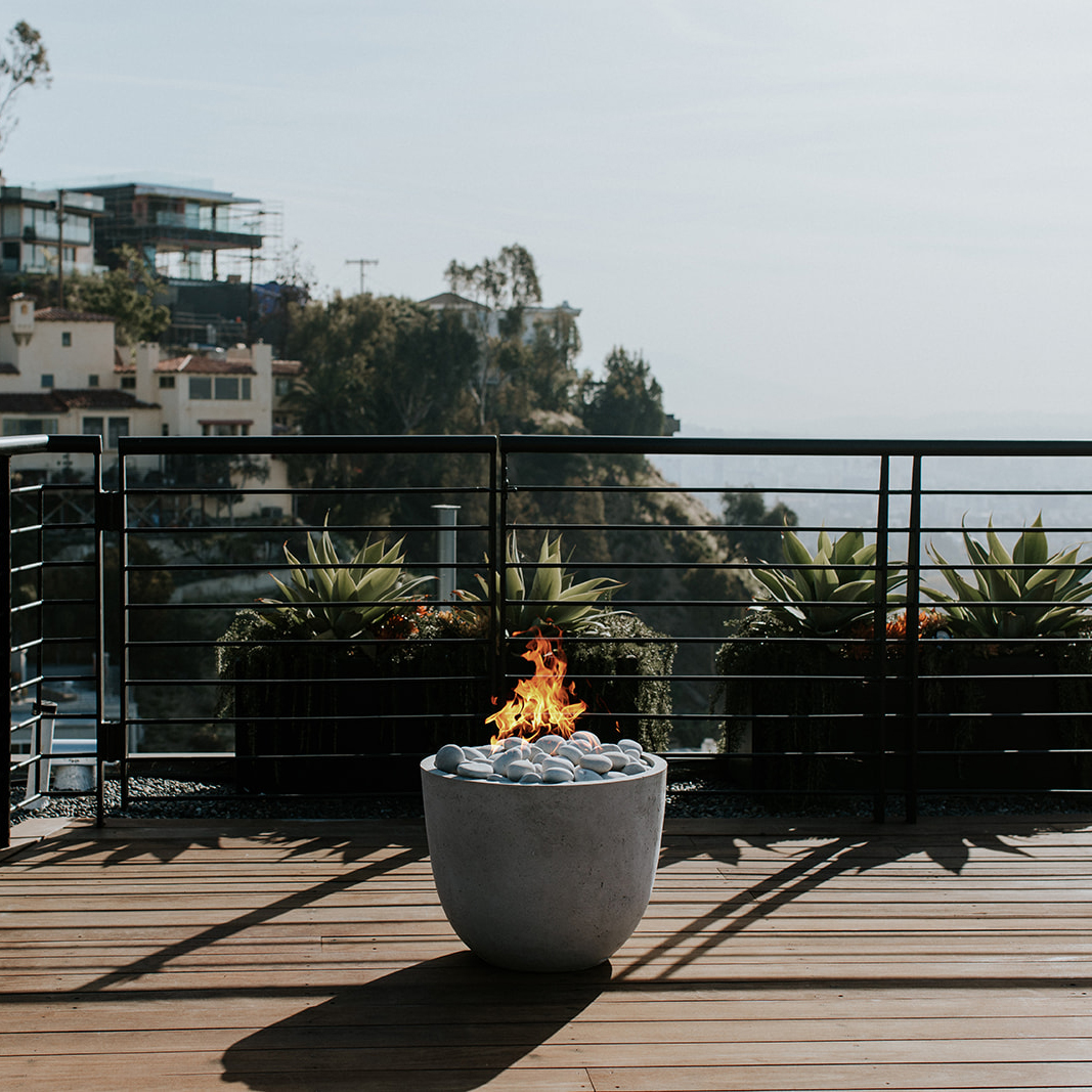 DEKKO Fire Pits Element 20.5" Round Concrete Gas Fire Bowl | AuthenTEAK