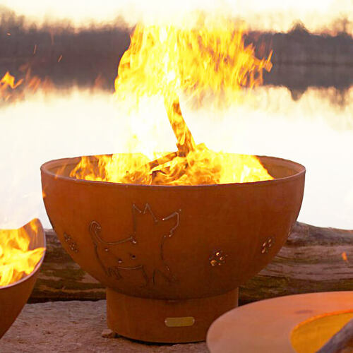 Fire Pit Art Funky Dog 36" Round Steel Fire Pit | AuthenTEAK