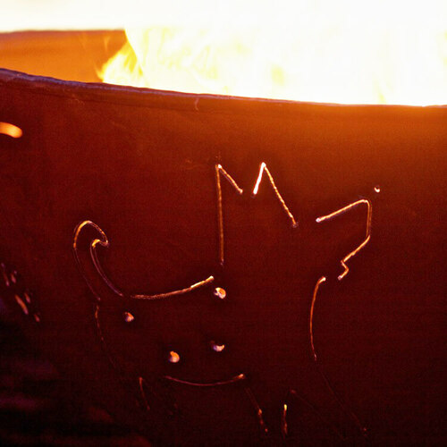 Fire Pit Art Funky Dog 36" Round Steel Fire Pit | AuthenTEAK