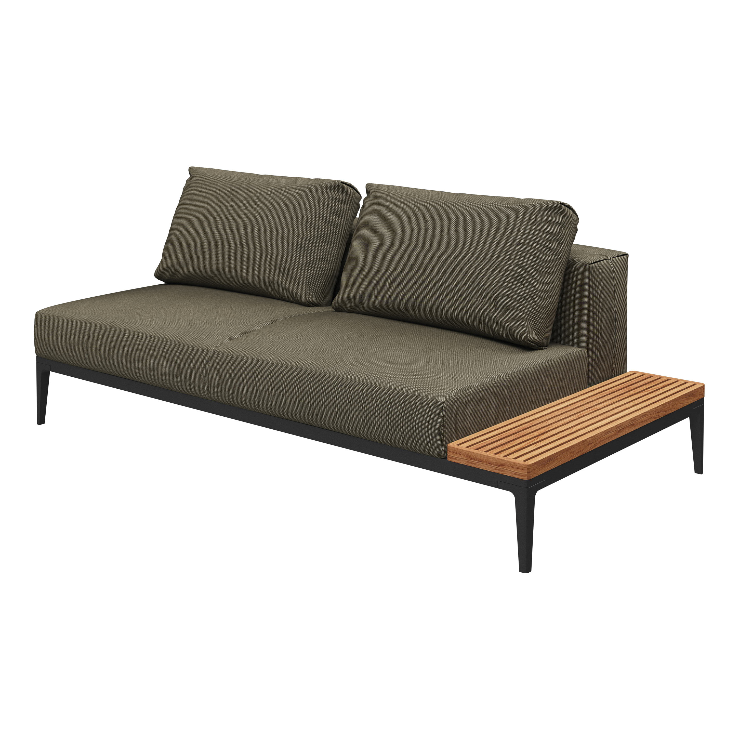 Gloster Grid Upholstered 2-Seater Outdoor Sectional Unit with Right End ...