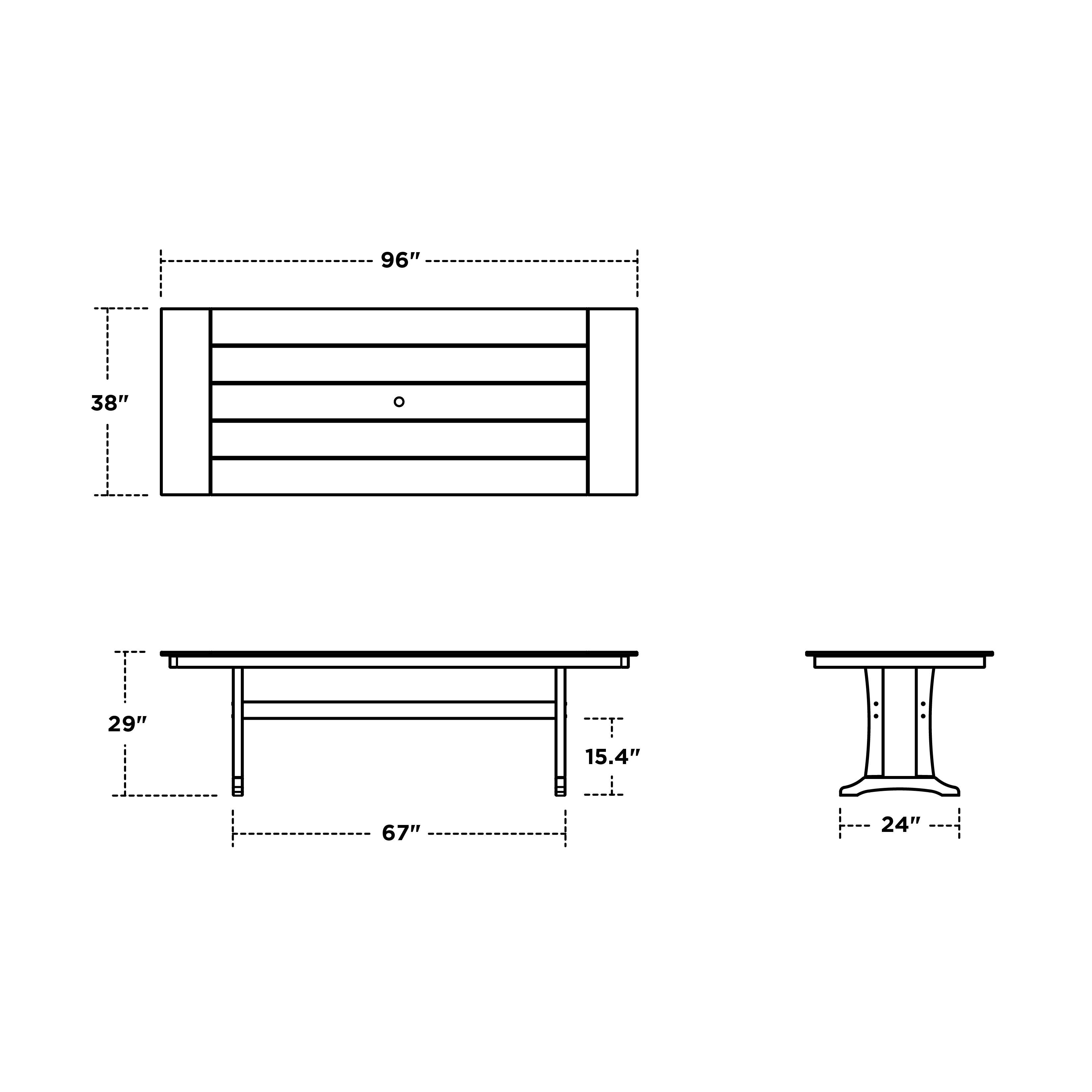 Polywood Farmhouse Trestle 96" Rectangular Dining Table | AuthenTEAK