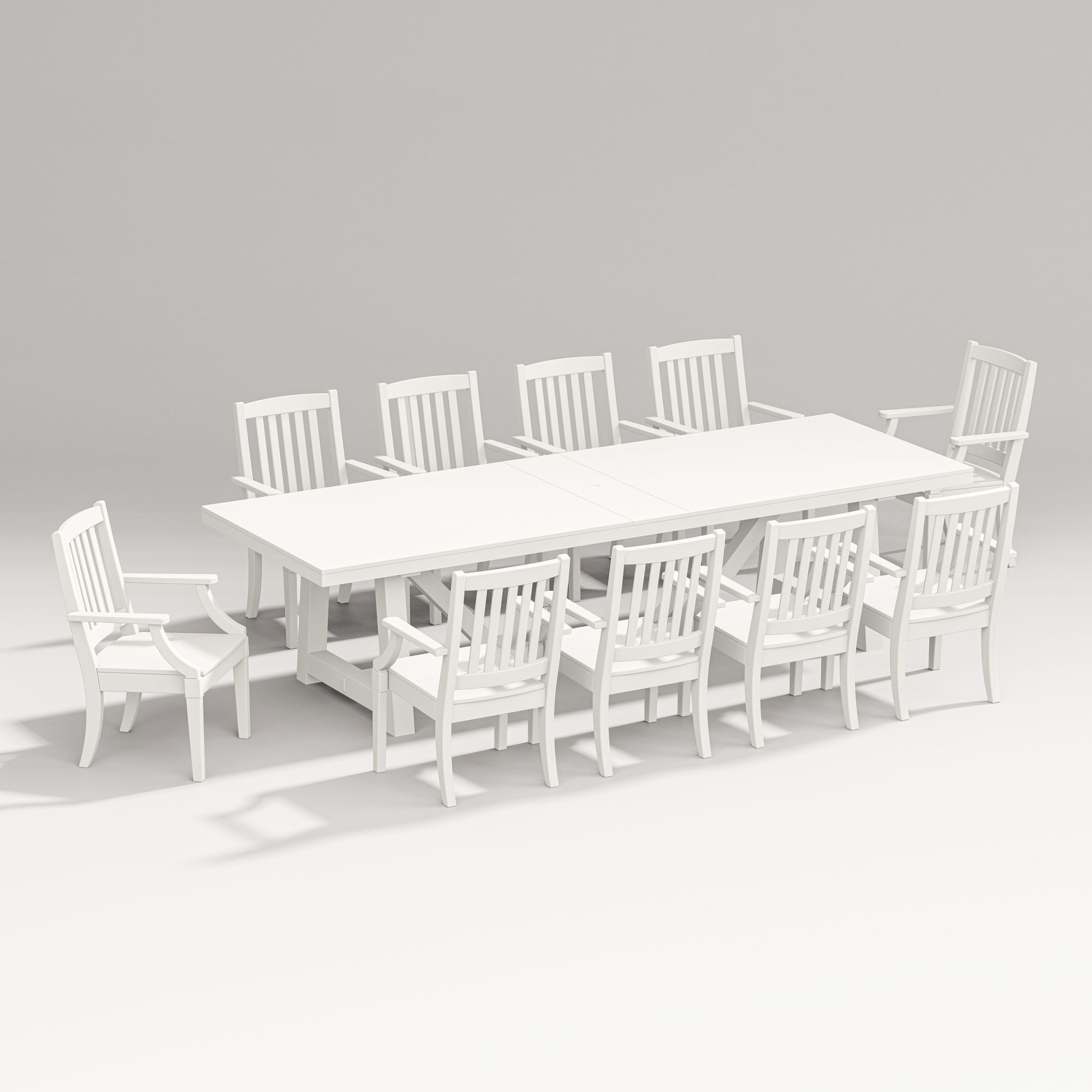 Polywood Estate 11-Piece A-Frame Table Dining Set with Arm Chairs ...