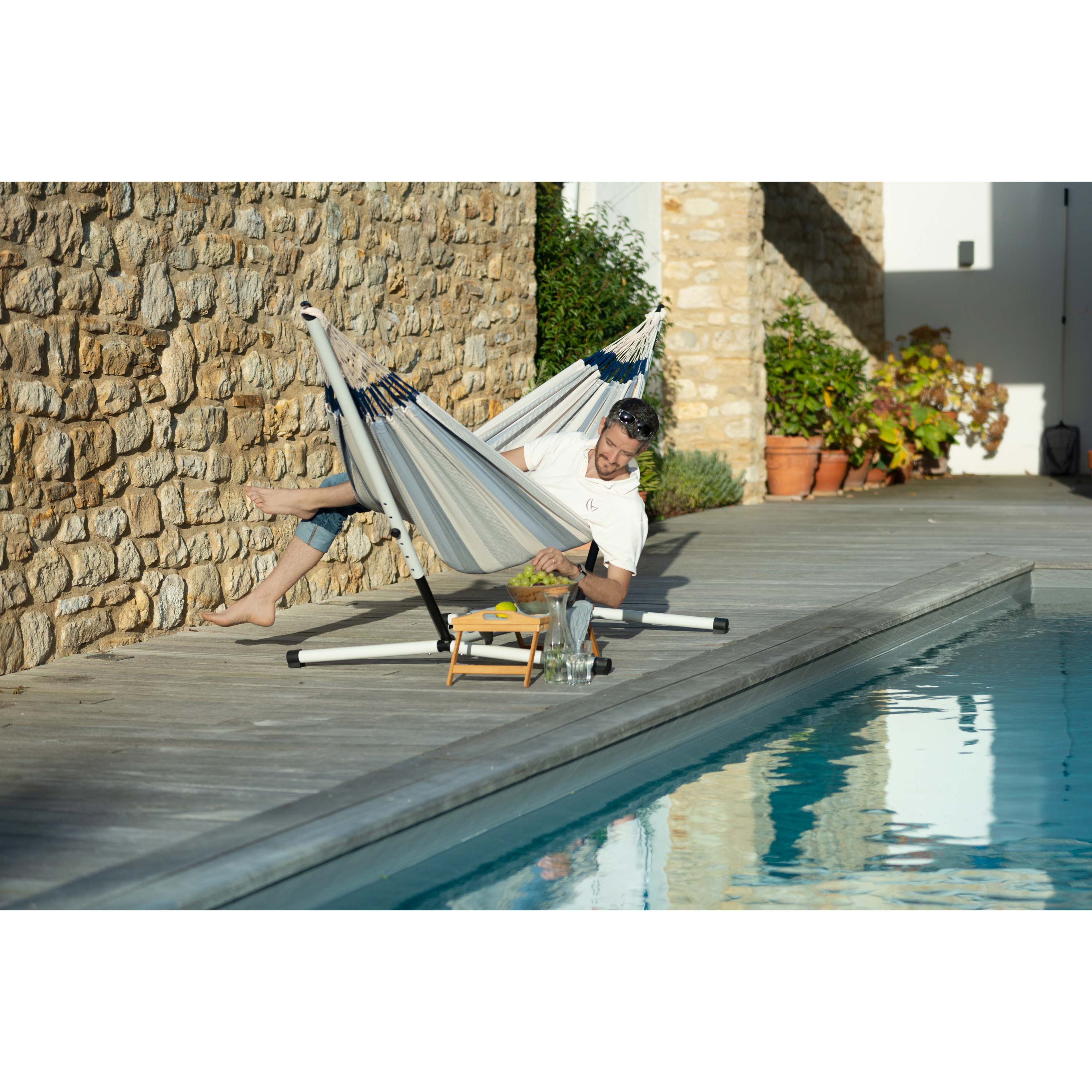 La Siesta Nautico Double Steel Outdoor Hammock Stand | AuthenTEAK