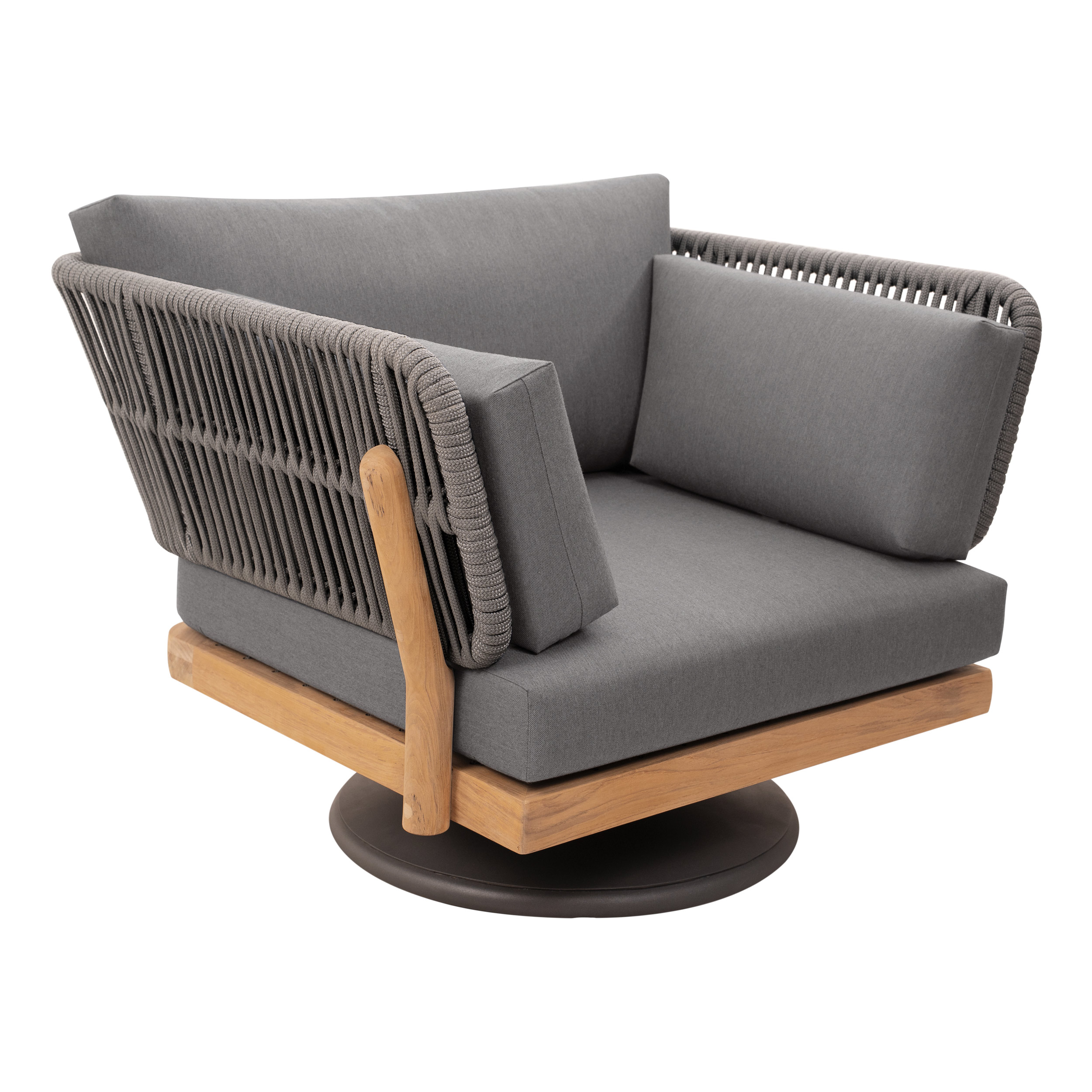POVL Outdoor Supra Teak/Rope Swivel Rocker Lounge Chair | AuthenTEAK