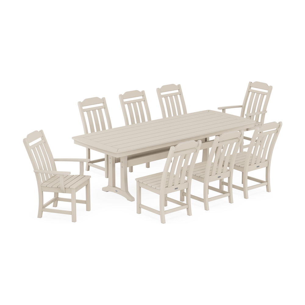 Polywood Country Living 9-Piece Dining Set with Trestle Legs | AuthenTEAK