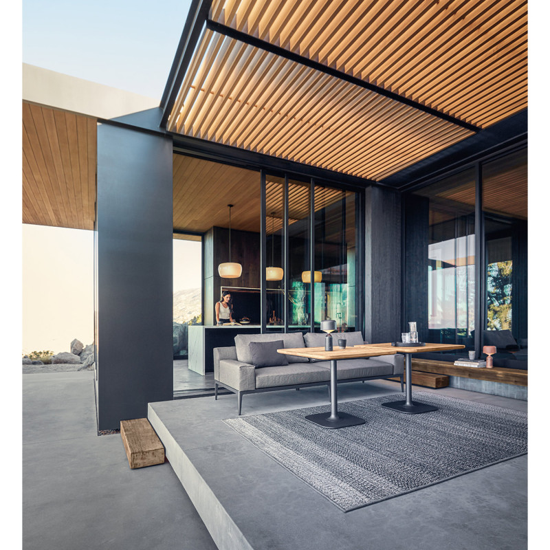 Gloster Grid 36" Aluminum Square Pedestal Dining Table | AuthenTEAK