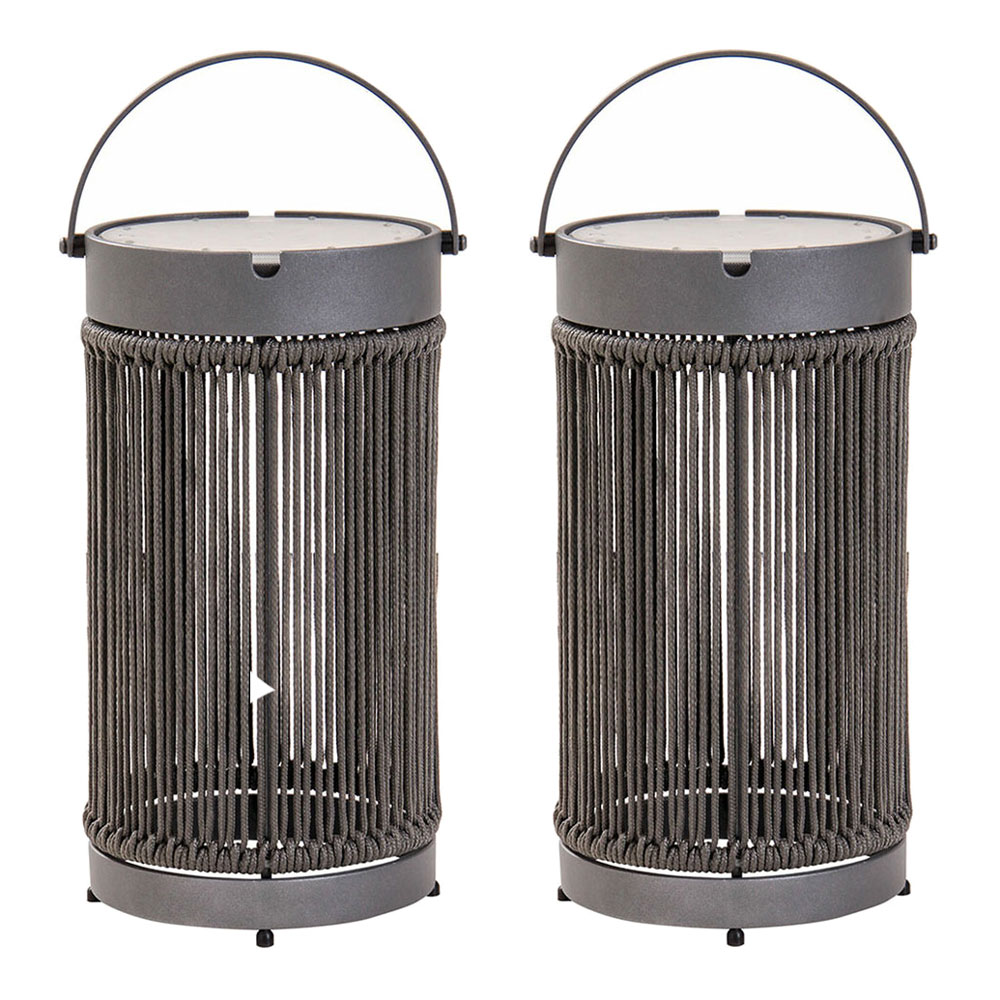 POVL Outdoor Shine Medium Rope Solar LED Lantern - Set of 2 | AuthenTEAK