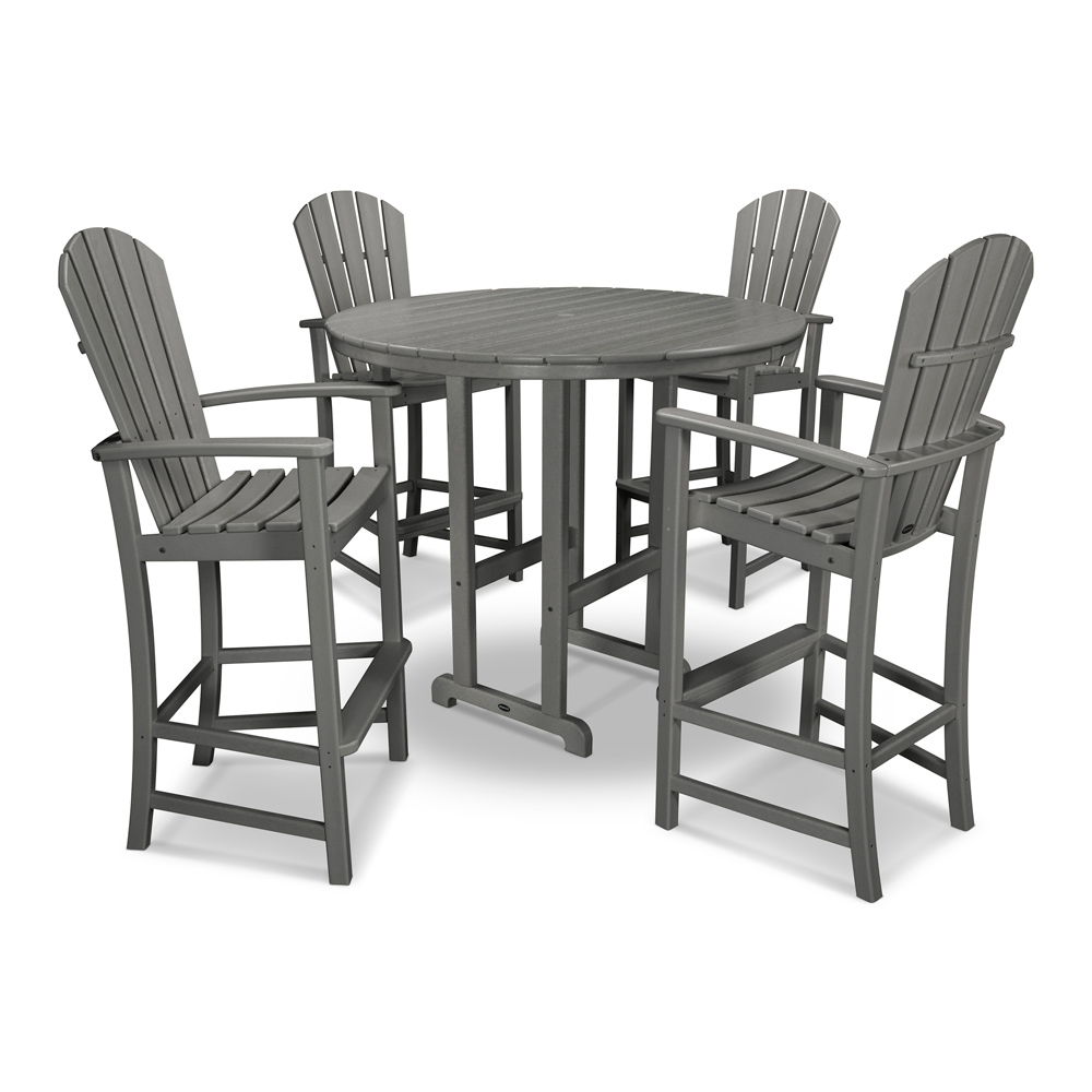 Polywood Palm Coast 5-Piece Round Farmhouse Bar Set | AuthenTEAK