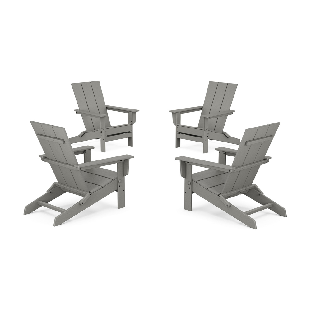 Polywood 4-Piece Modern Studio Folding Adirondack Chair Conversation ...