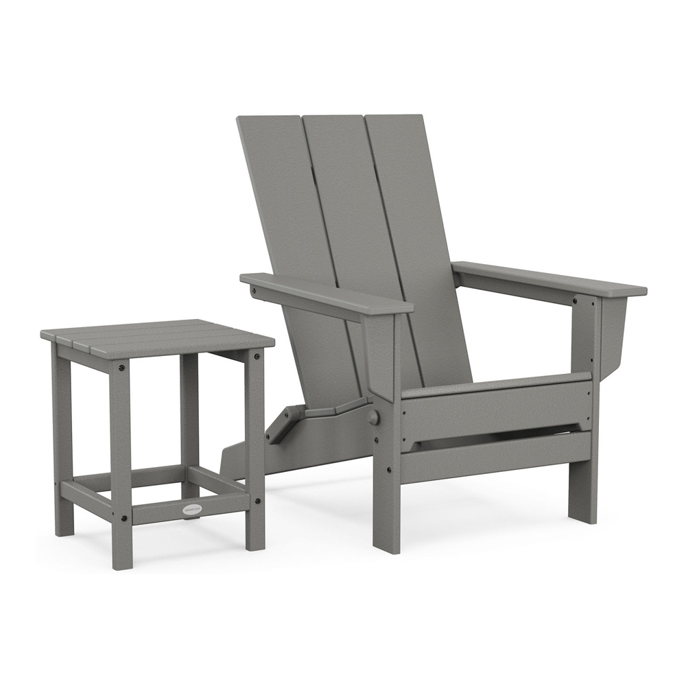 Polywood Modern Studio Folding Adirondack Chair with Side Table | AuthenTEAK