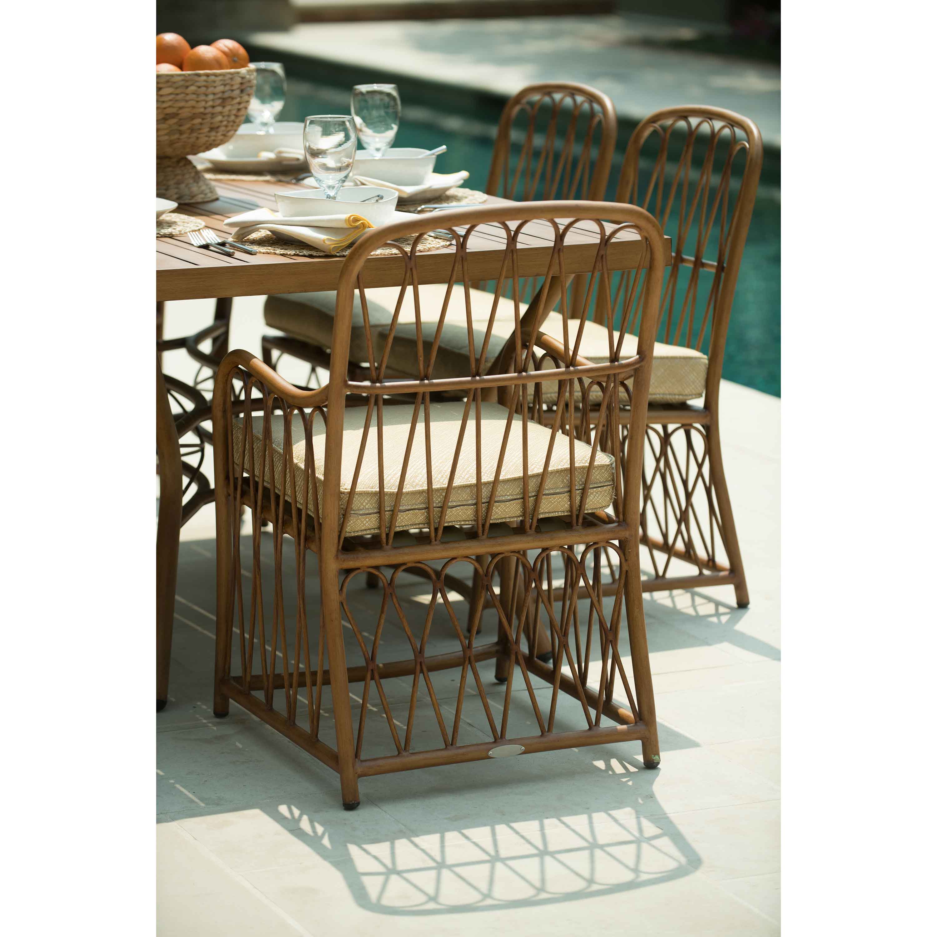 Woodard Cane 7-Piece Rectangular Patio Dining Set | AuthenTEAK