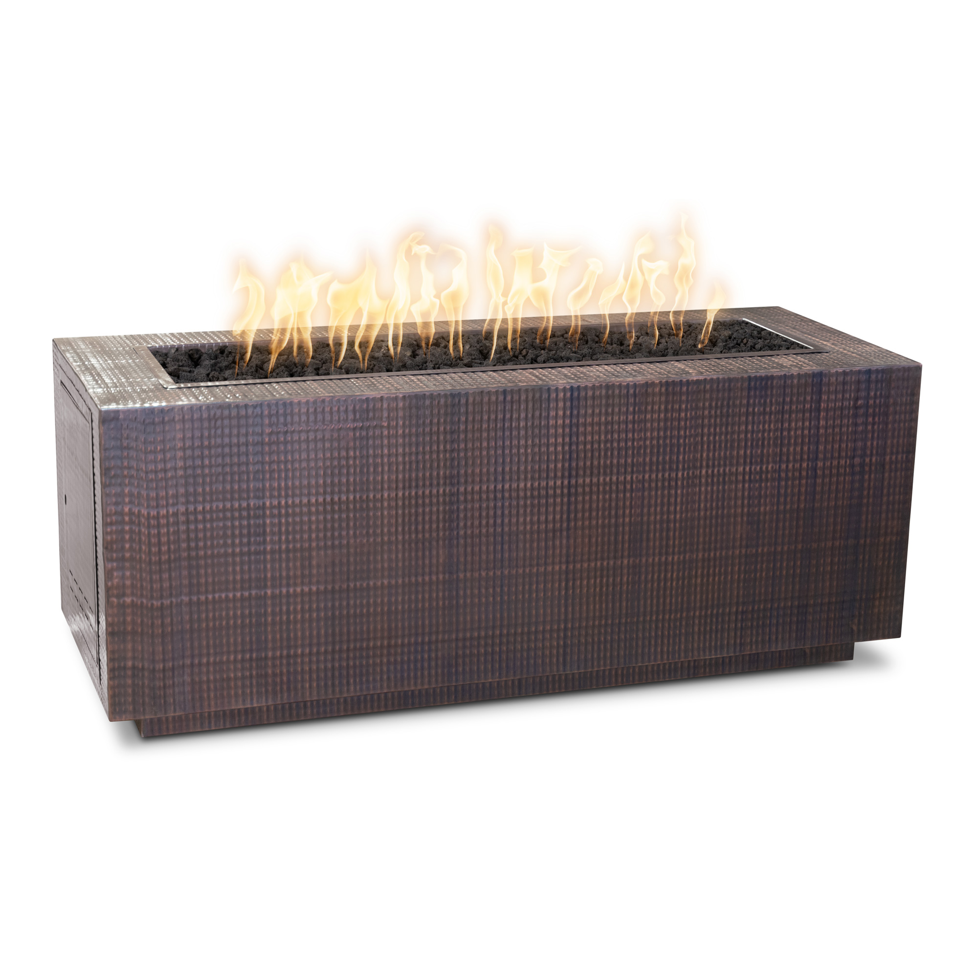 The Outdoor Plus Pismo 60" Rectangular Hammered Copper Gas Fire Pit w ...