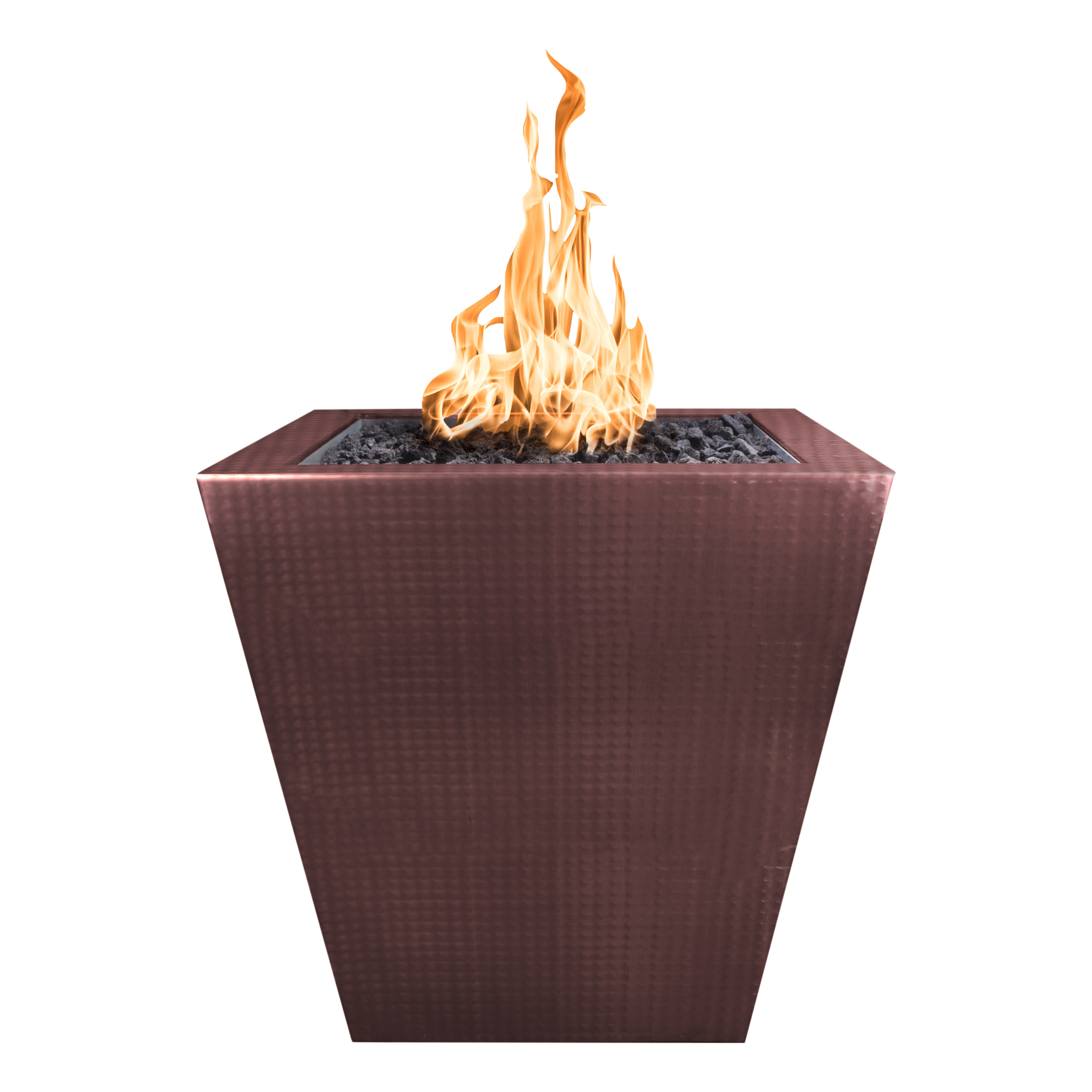The Outdoor Plus Vista 24" Square Hammered Copper Gas Fire Pit w ...