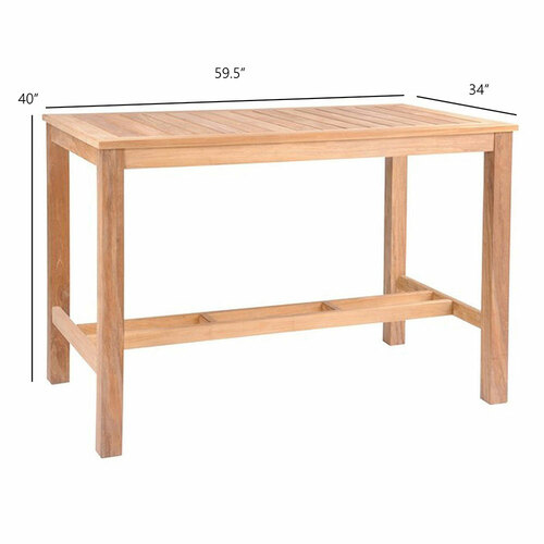 Kingsley Bate Wainscott 59" Teak Rectangular Bar Table | AuthenTEAK