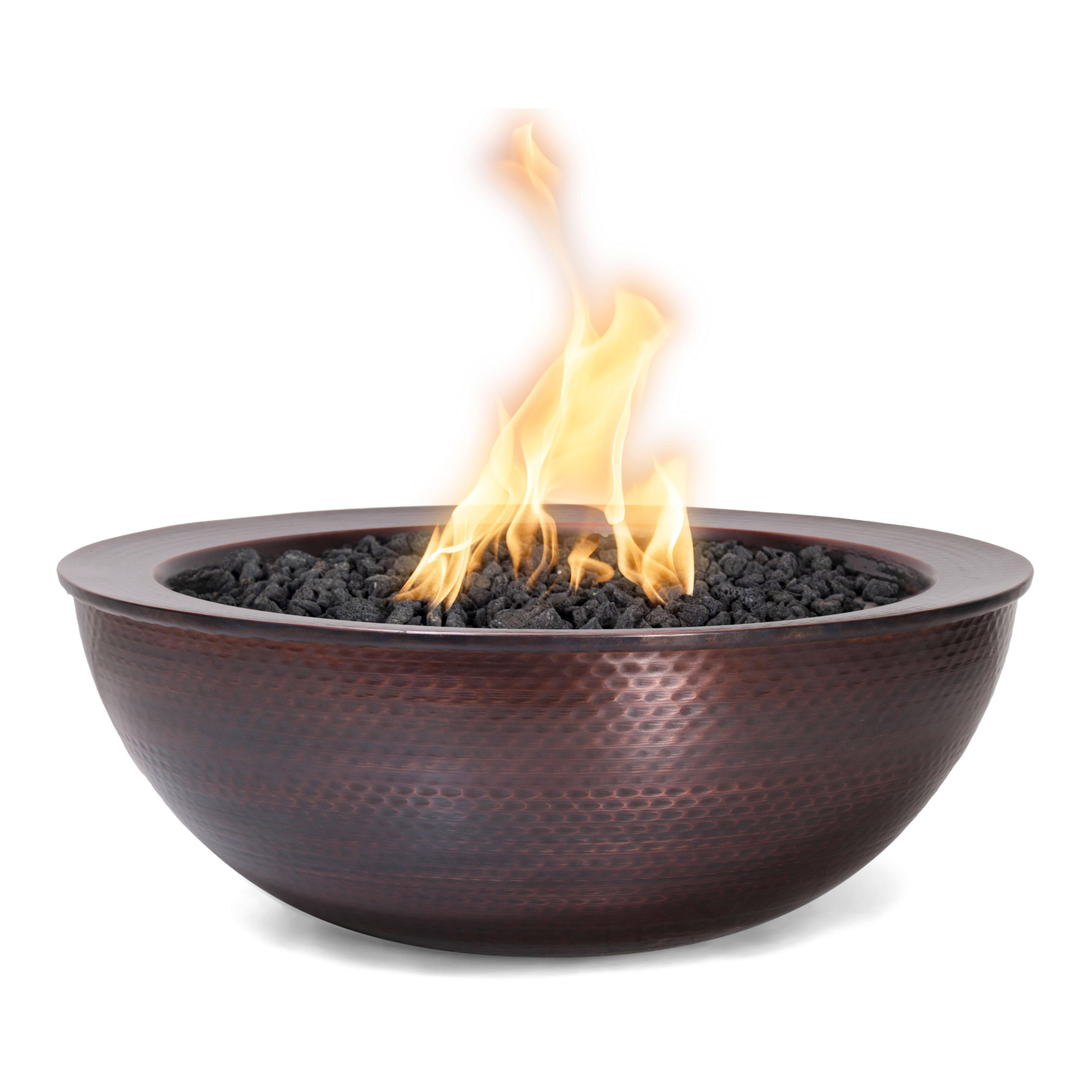 The Outdoor Plus Sedona 27" Round Hammered Copper Gas Fire Bowl ...