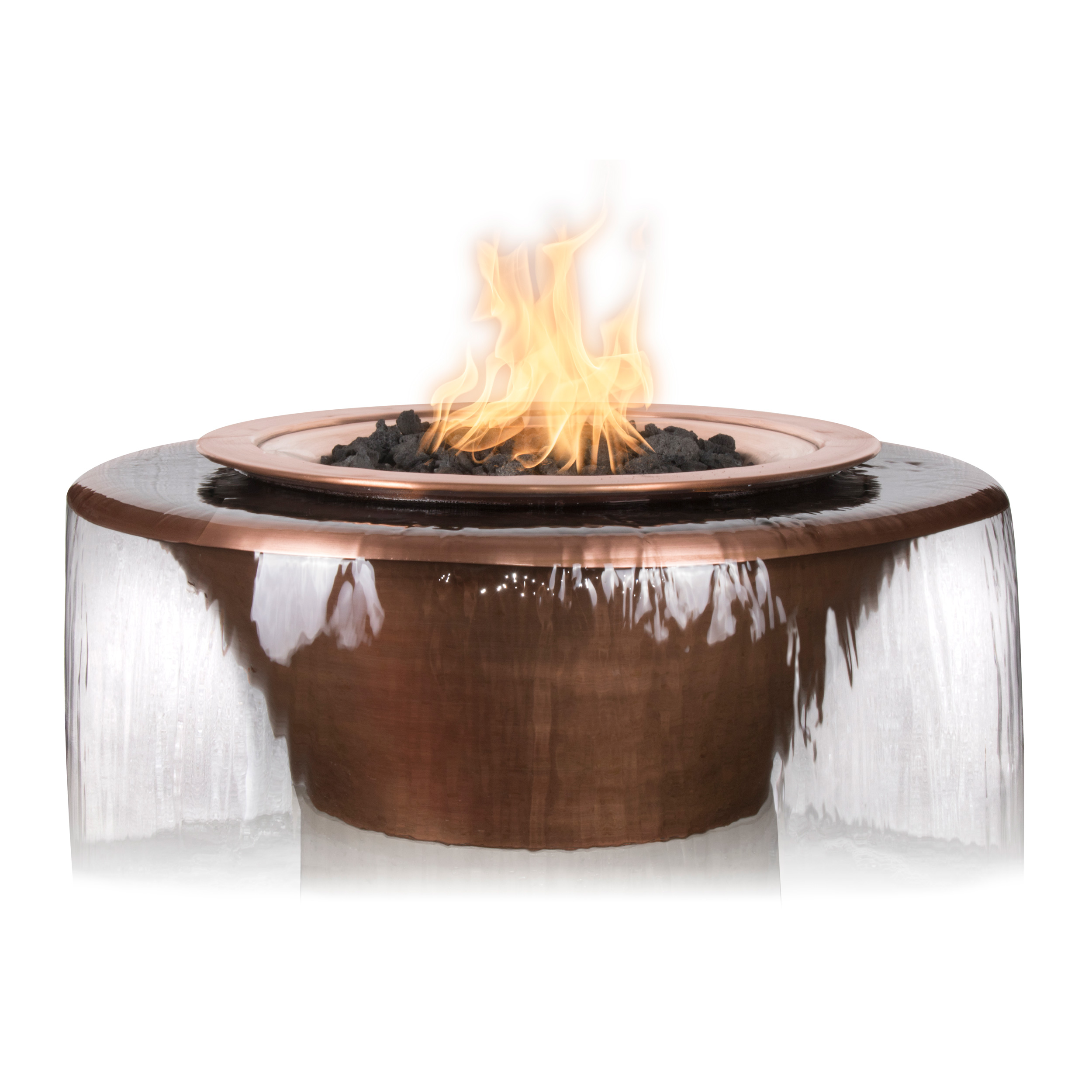 The Outdoor Plus Cazo 30" Hammered Copper 360 Spill Fire & Water Bowl ...