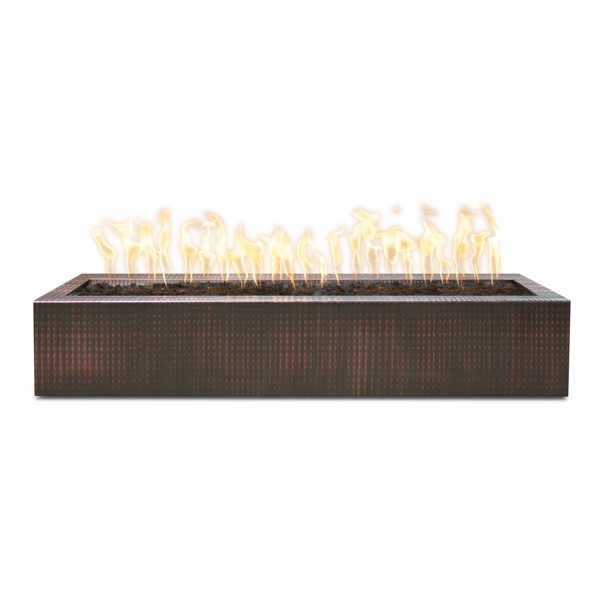 The Outdoor Plus Eaves 48" Rectangular Hammered Copper Gas Fire Pit ...