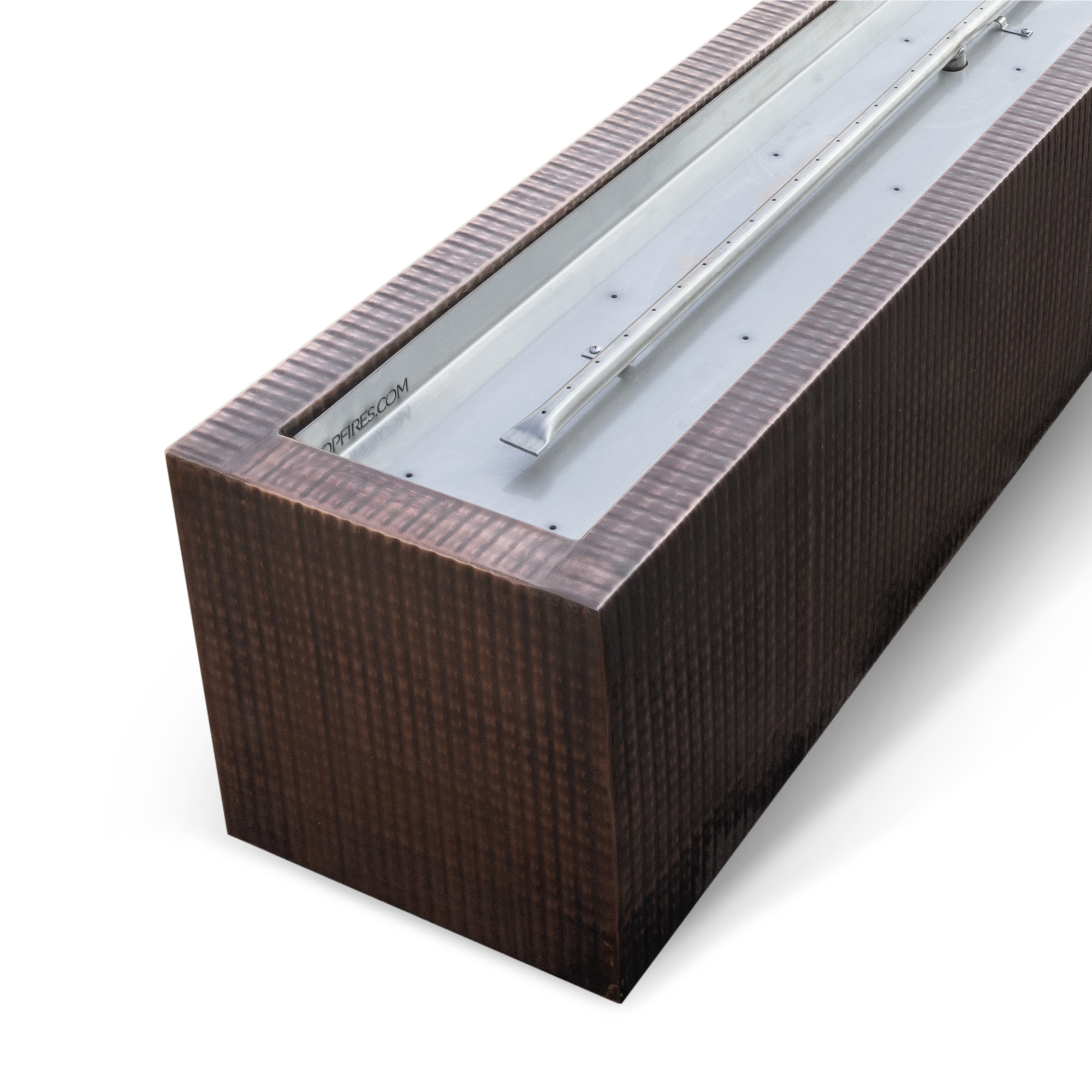 The Outdoor Plus Eaves 60" Rectangular Hammered Copper Gas Fire Pit ...