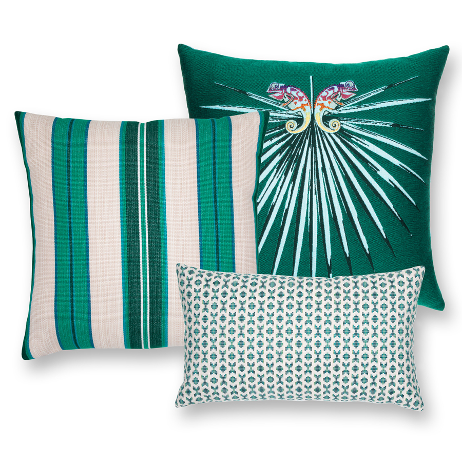 Elaine Smith 20" x 20" Fortitude Emerald Sunbrella Outdoor Pillow ...
