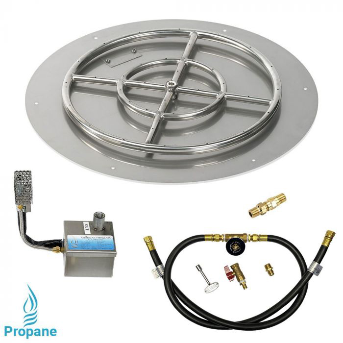 American Fire Glass 24" Round Flat Pan Smart Ignition Technology Fire ...