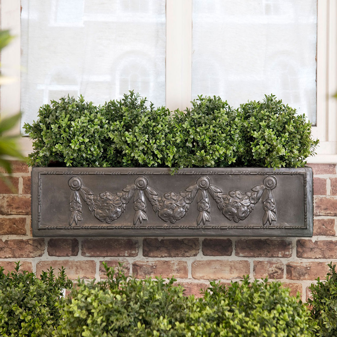 Capital Garden Swag 8" x 24" Rectangular Fiberglass Window Planter ...