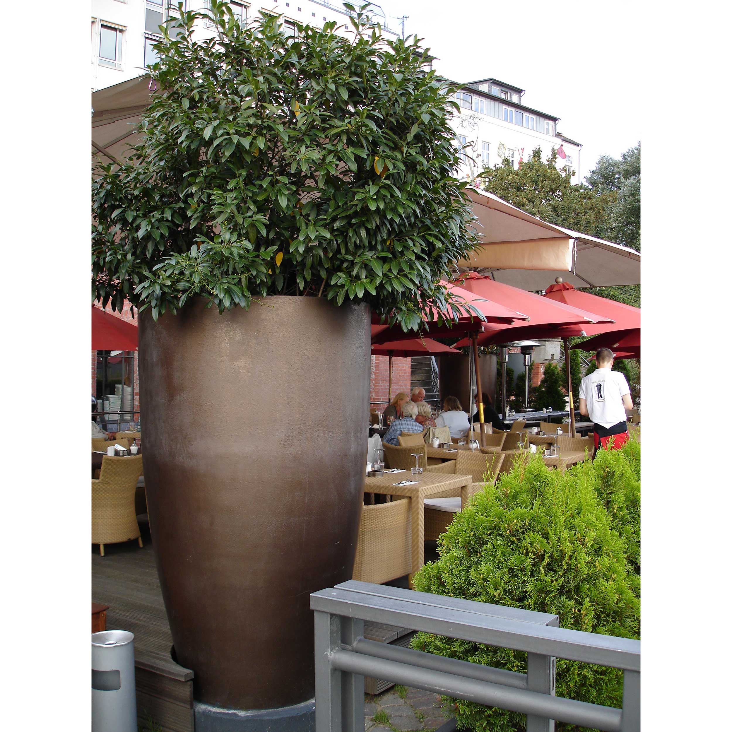 Capital Garden Geo Vase 49" Round Fiberglass Planter Pot | AuthenTEAK