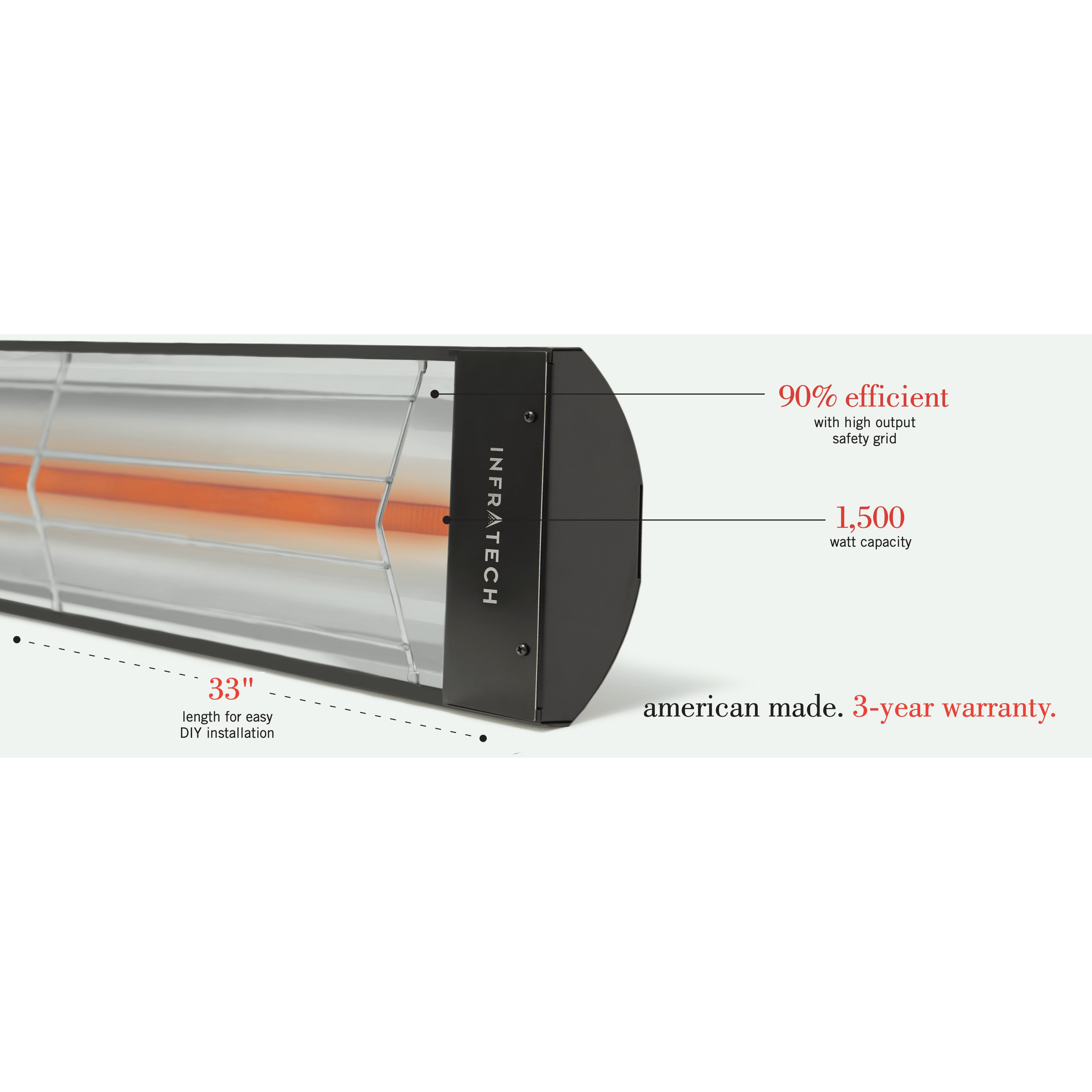 Infratech C-Series 33" Single Element Wall Mount Electric Garage Heater ...