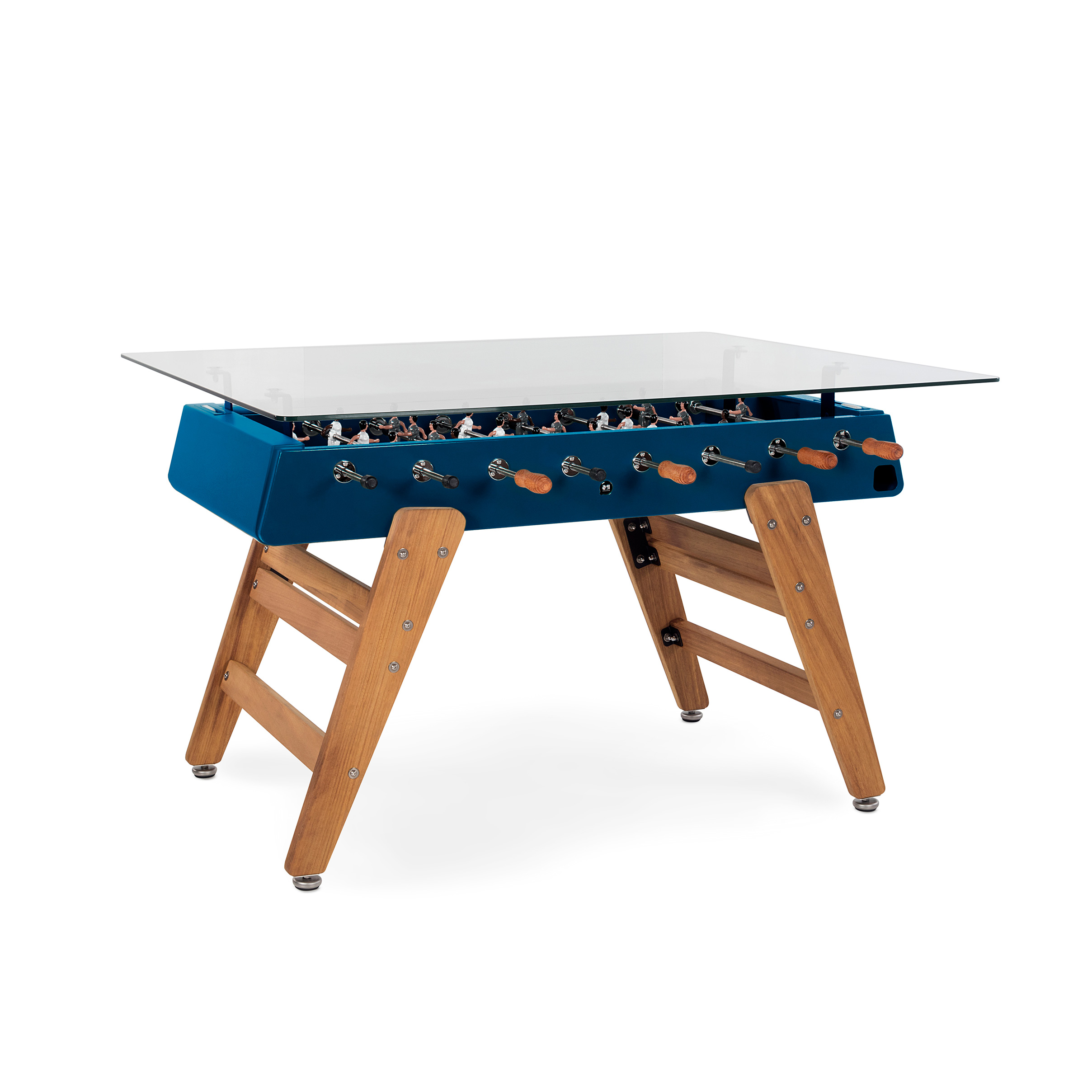 RS Barcelona RS3 Wood 63" Blue Rectangular Indoor/Outdoor Foosball Dining Table | AuthenTEAK