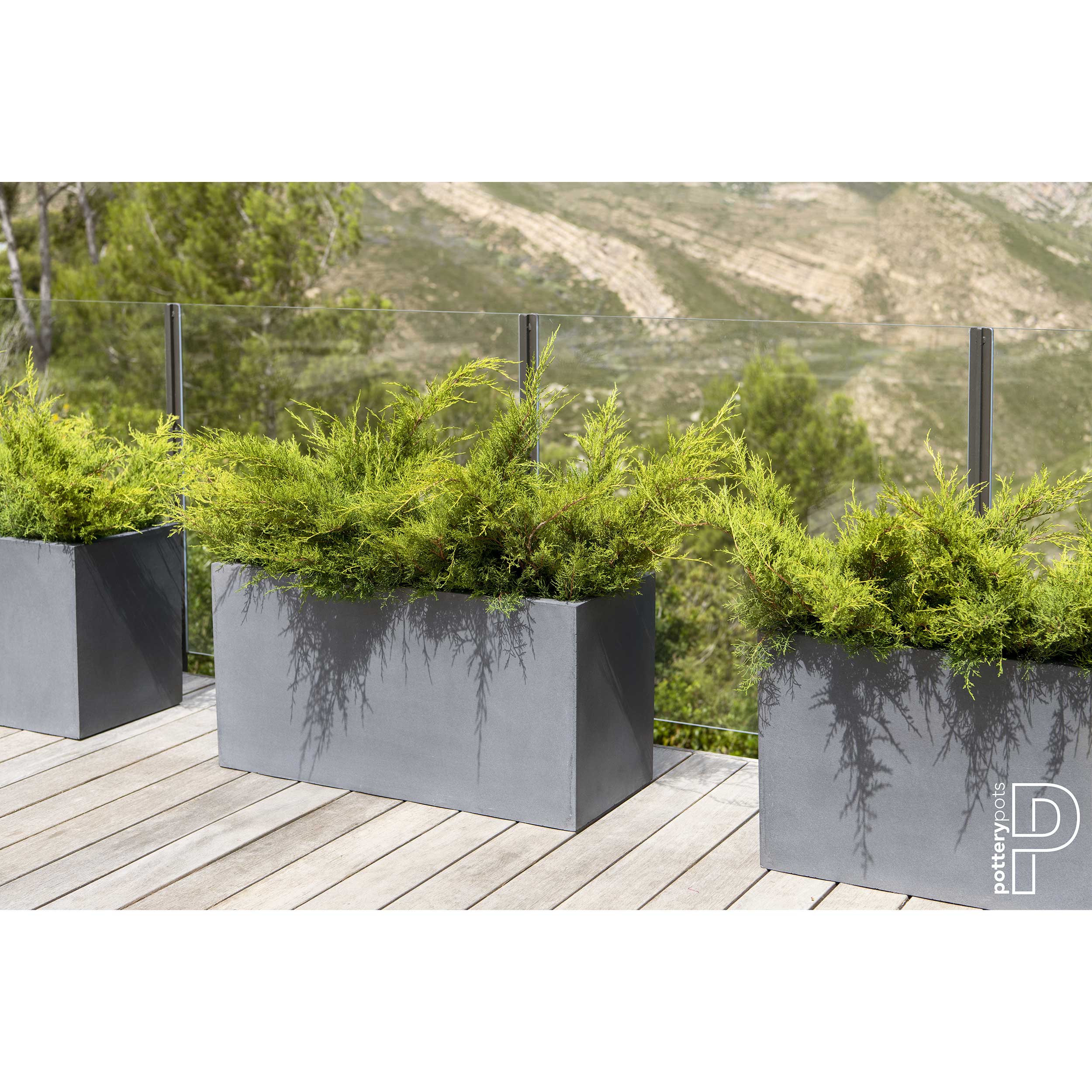 Pottery Pots Natural Jort 39" x 16" x 20" Rectangular Fiberstone Trough ...