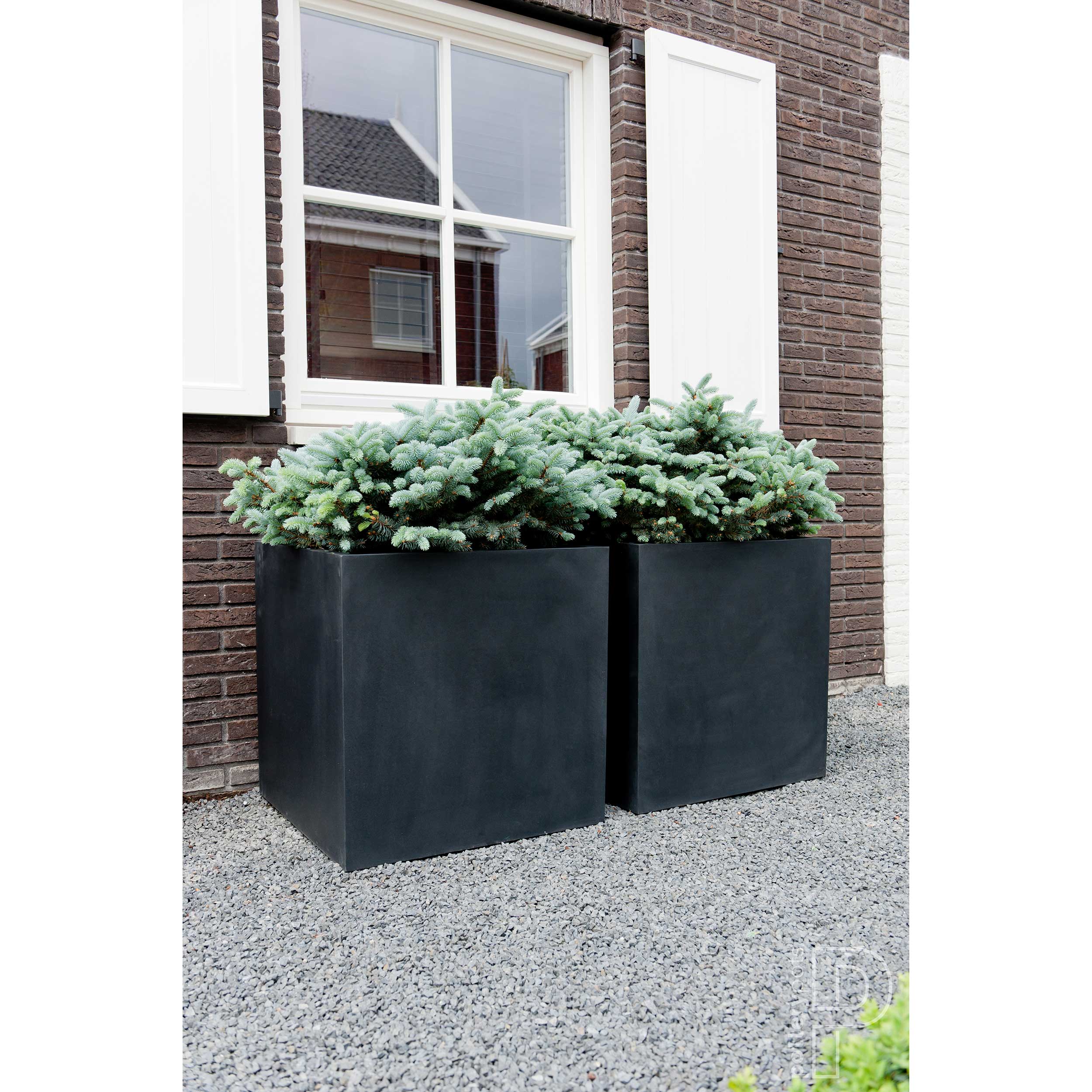 Pottery Pots Natural Jumbo 43" Square Fiberstone Box Planter - Grey ...