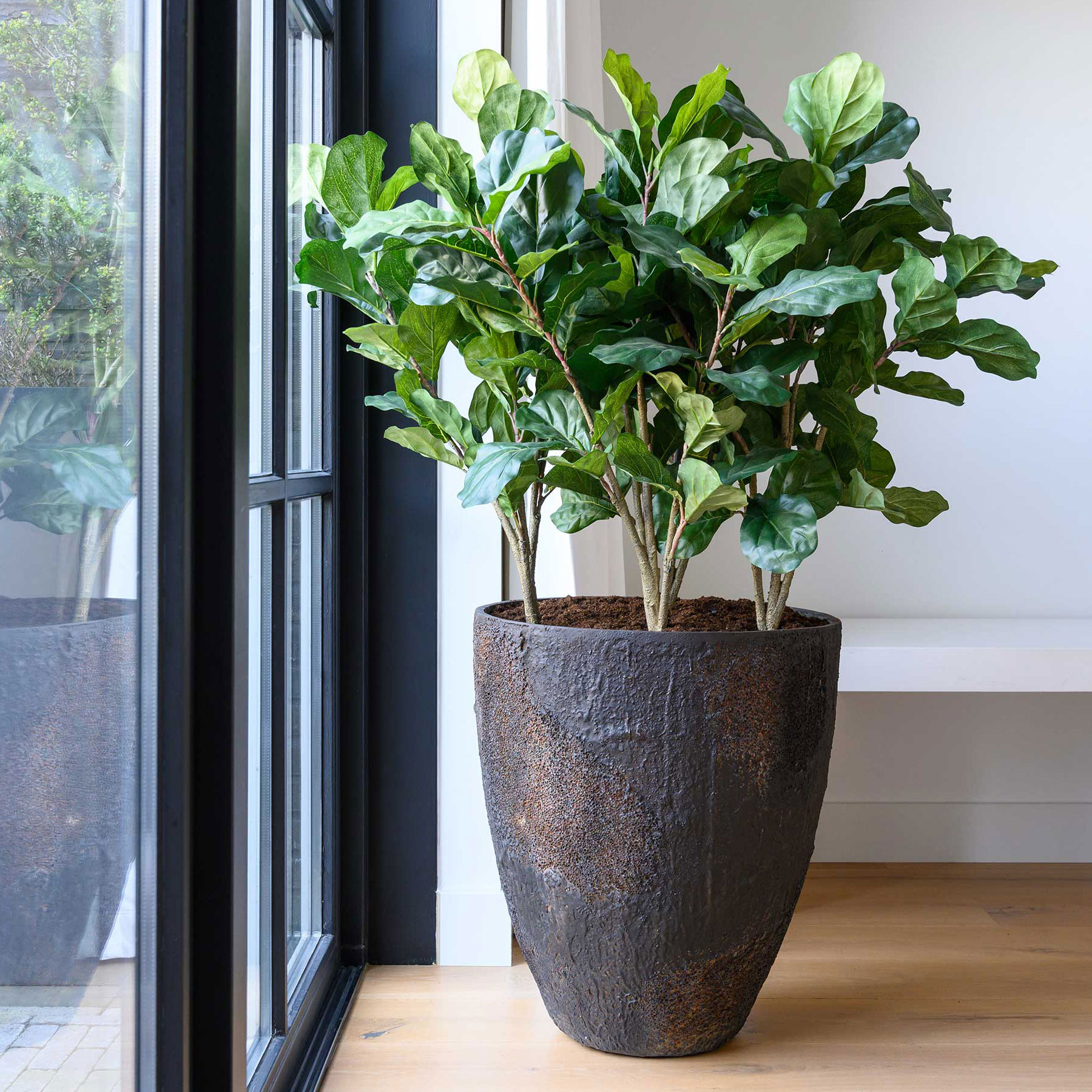 Pottery Pots Oyster Bernd 17" Round Ficonstone Planter Pot | AuthenTEAK