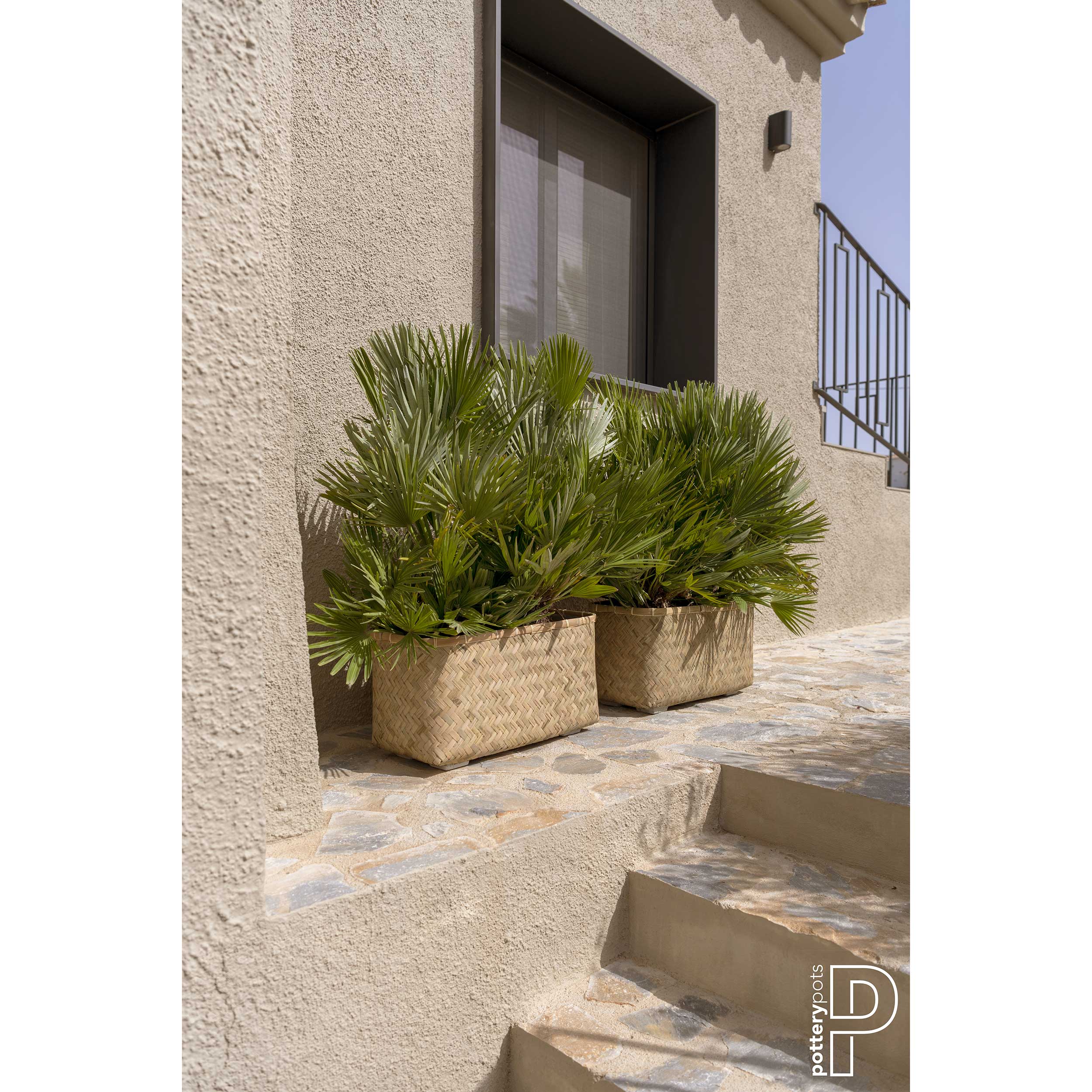 Pottery Pots Bohemian Rafi 24" Rectangular Bamboo Trough Planter ...