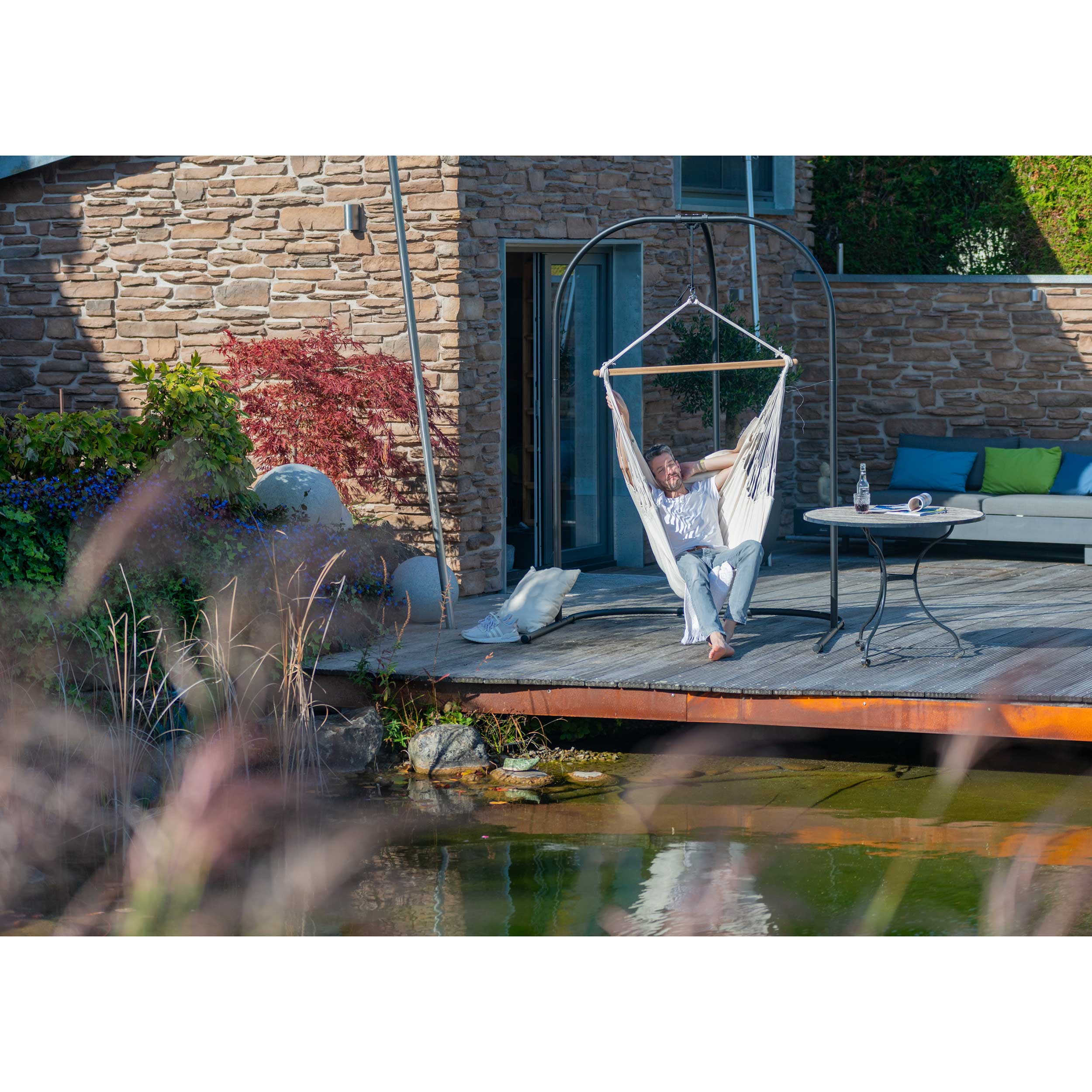 La Siesta Arcada Steel Outdoor Hammock Chair Stand | AuthenTEAK