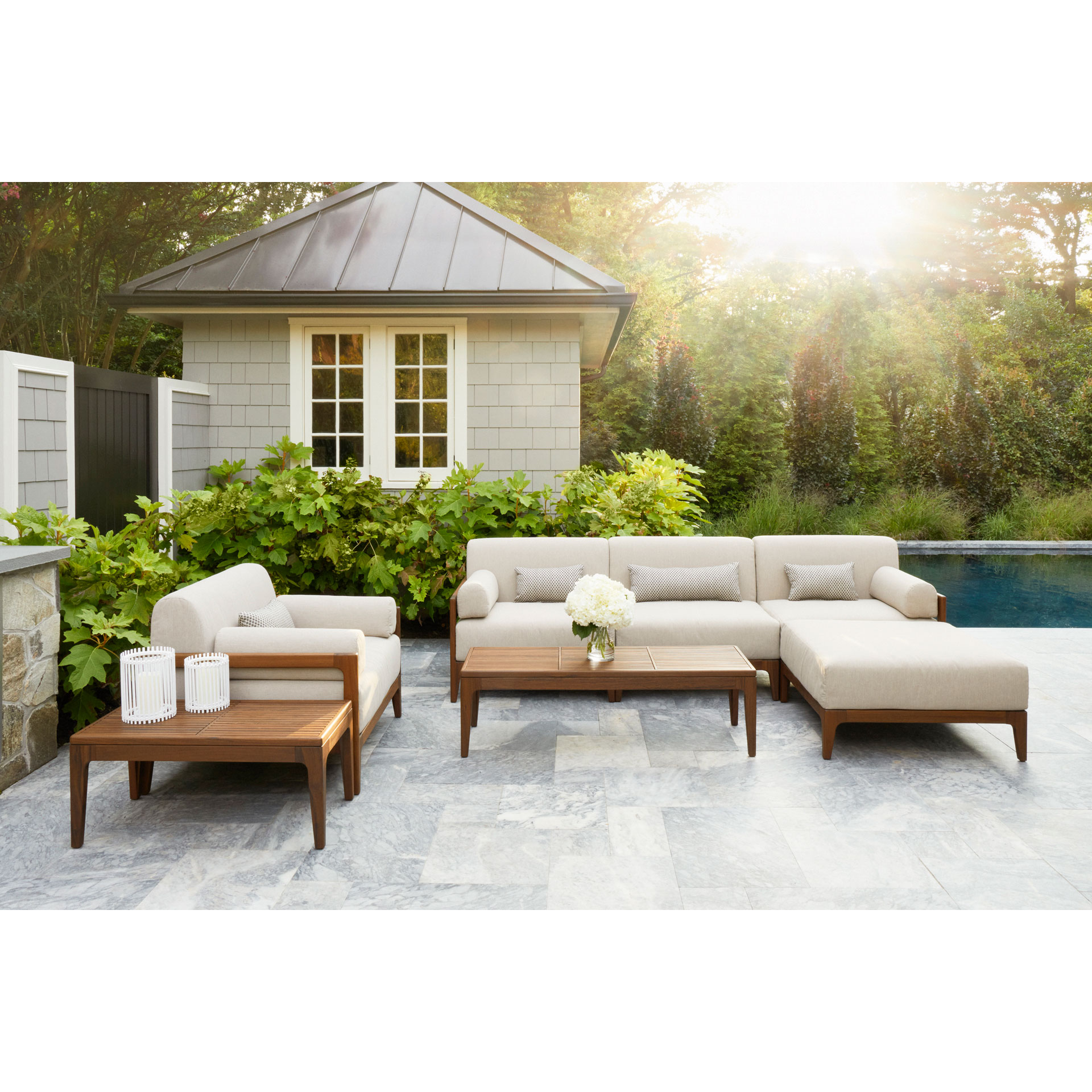 Jensen Outdoor Mix 51" Ipe Wood Rectangular Coffee Table | AuthenTEAK