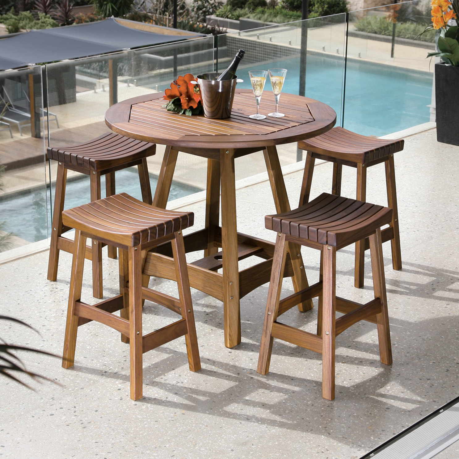 Jensen Outdoor Heritage Capri 41" Ipe Wood Round Counter Table | AuthenTEAK