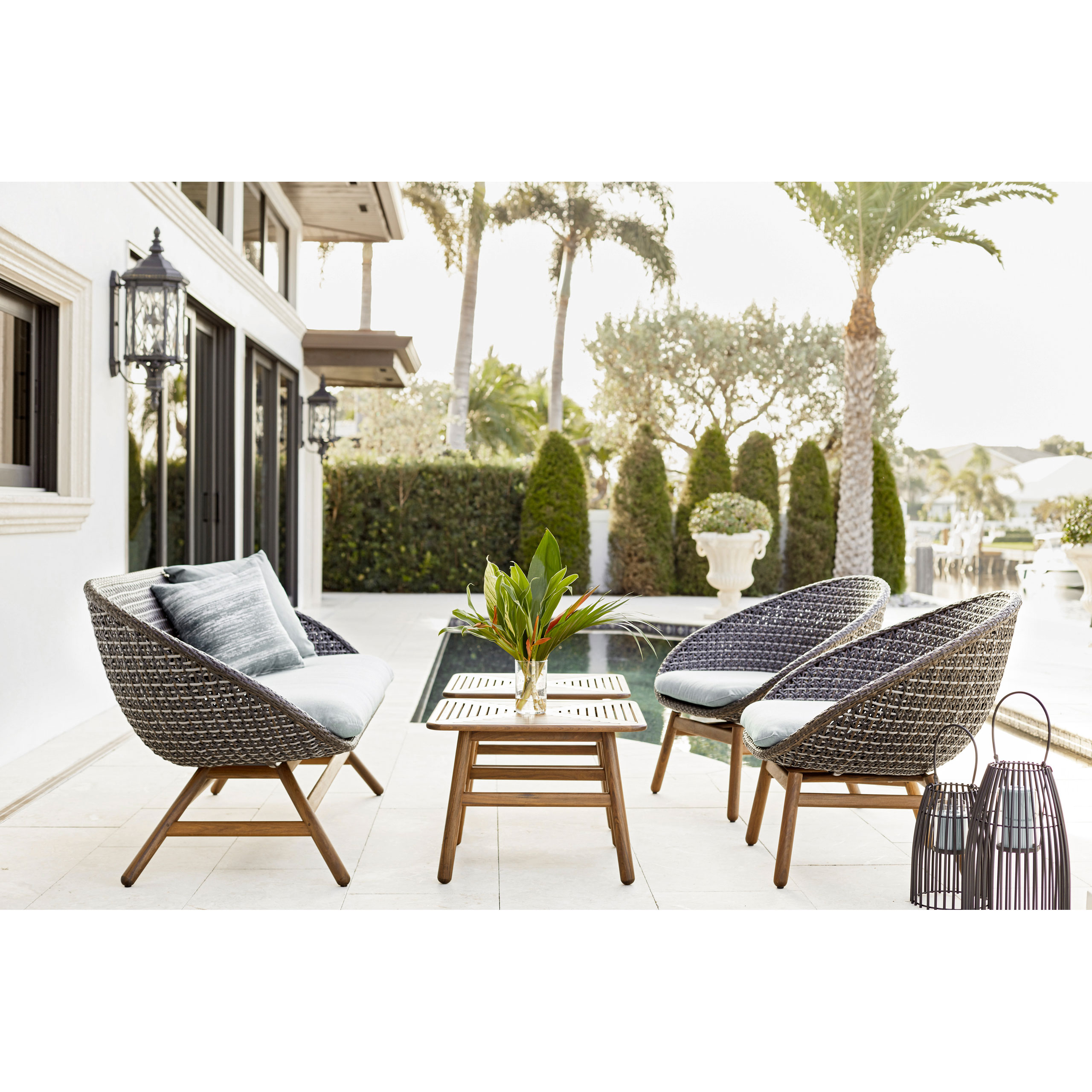 Jensen Outdoor Nest Woven Loveseat | AuthenTEAK