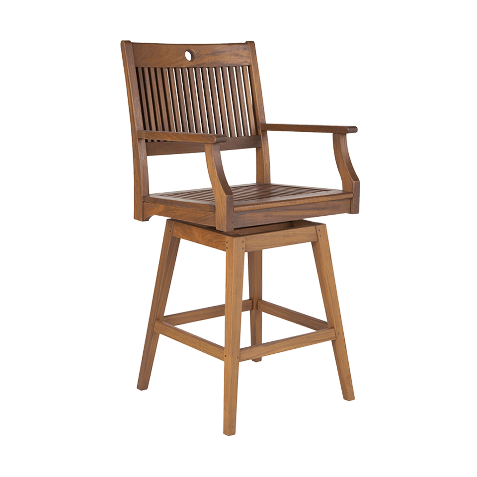 Jensen Outdoor Opal Ipe Wood Swivel Bar Armchair | AuthenTEAK