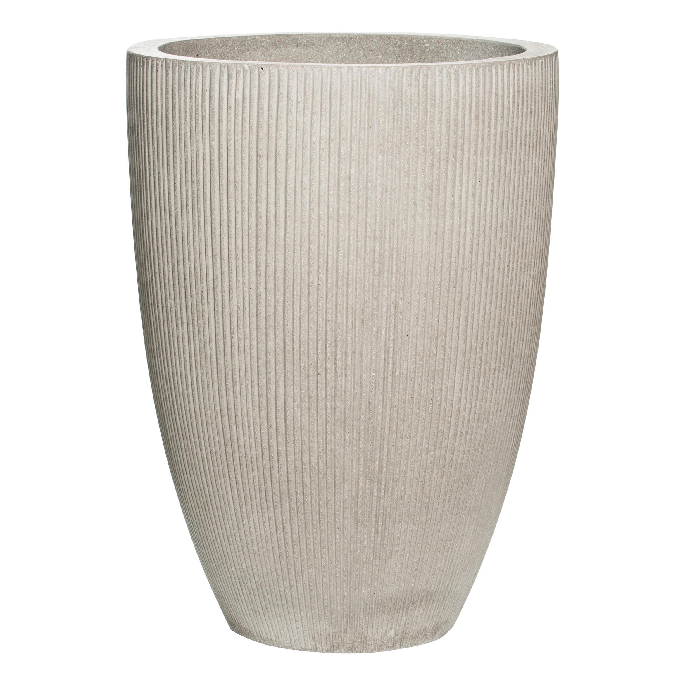 Pottery Pots Ridged Ben 16" Round Ficonstone Planter Pot - Light Grey ...