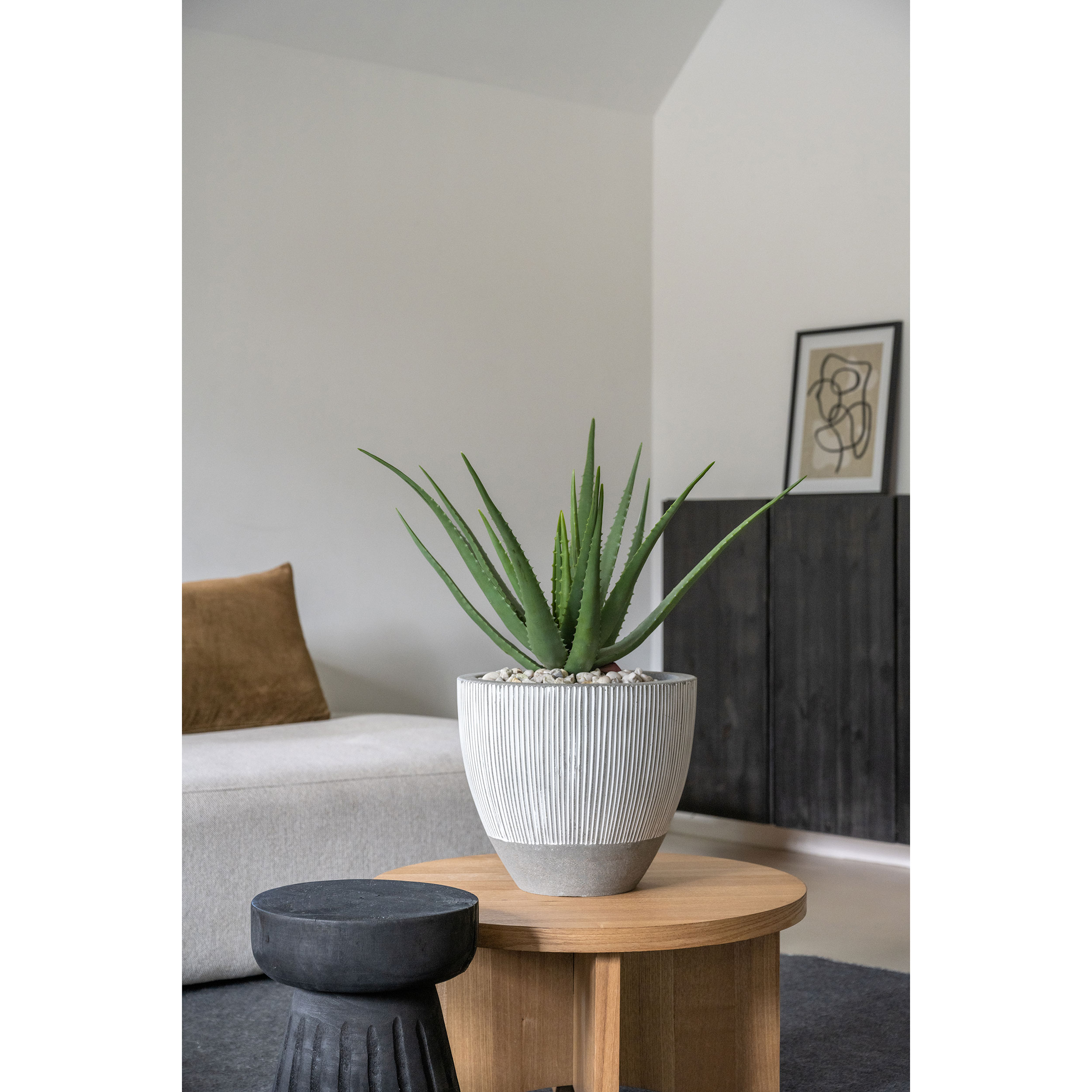 Pottery Pots Ridged Jesslyn 13" Round Ficonstone Planter Pot - White ...