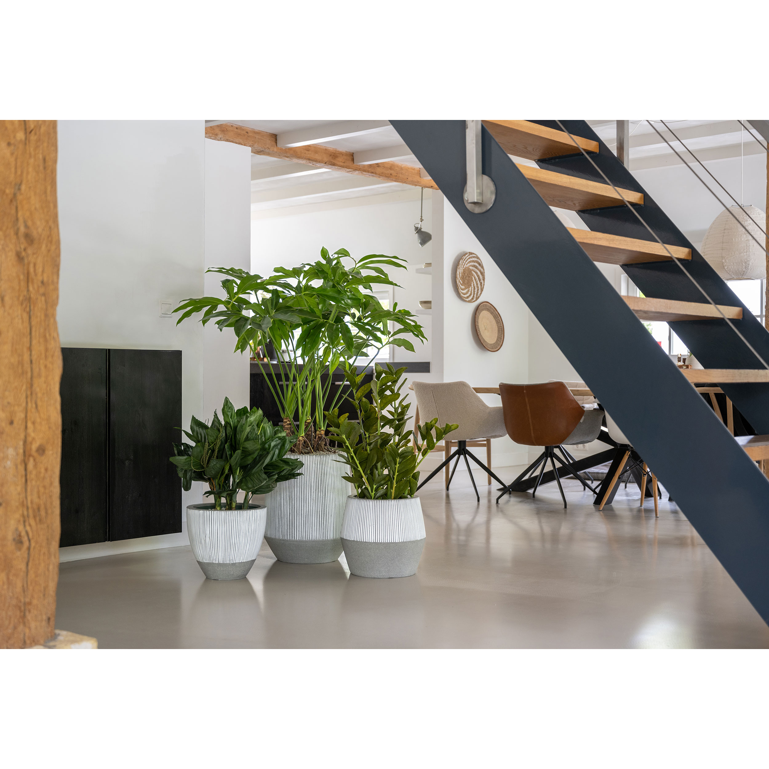 Pottery Pots Ridged Jesslyn 16" Round Ficonstone Planter Pot - White ...